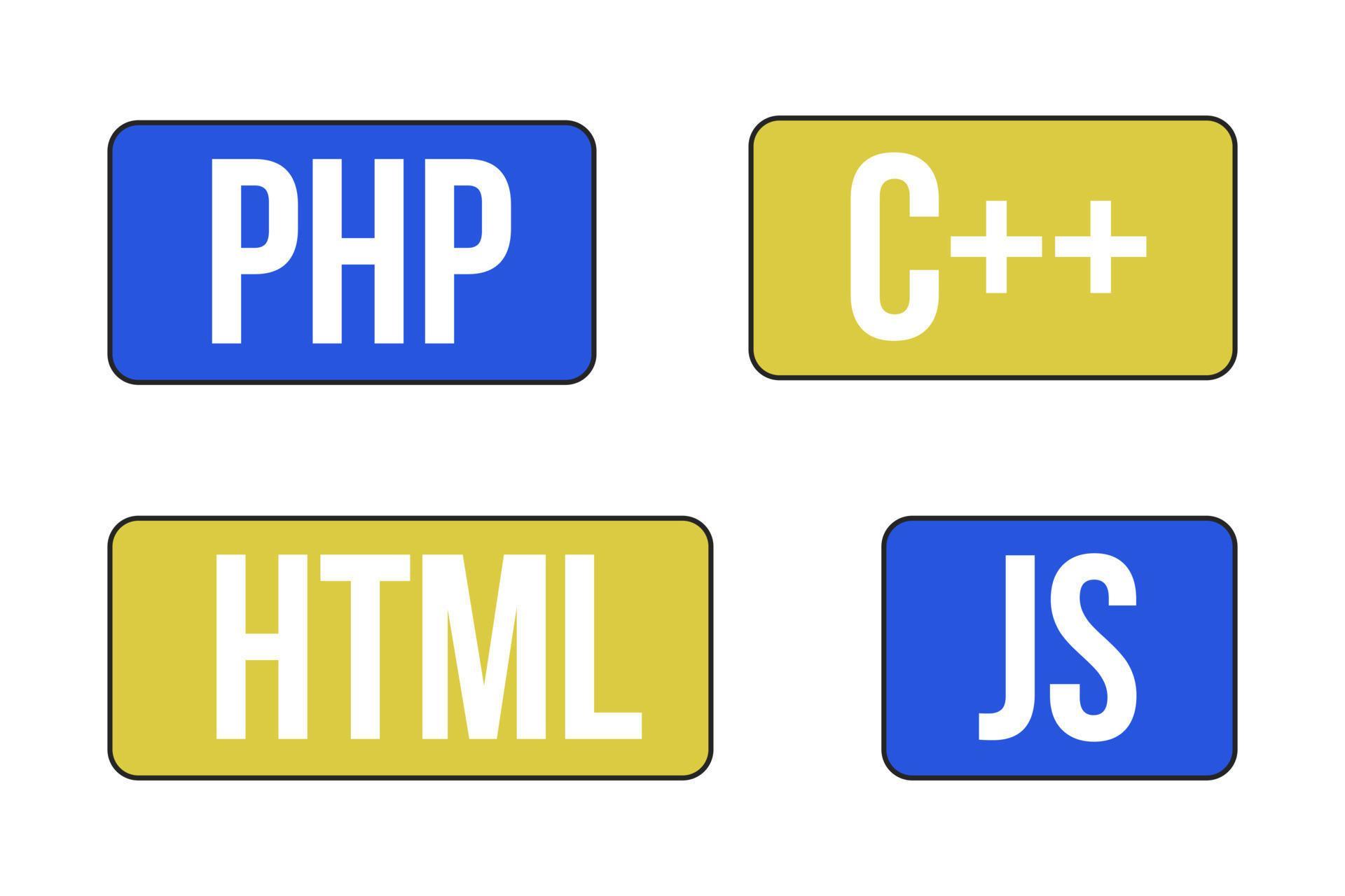 Scripting Languages For Web Development Linear Flat Color Vector Icons Set Editable Thin Line
