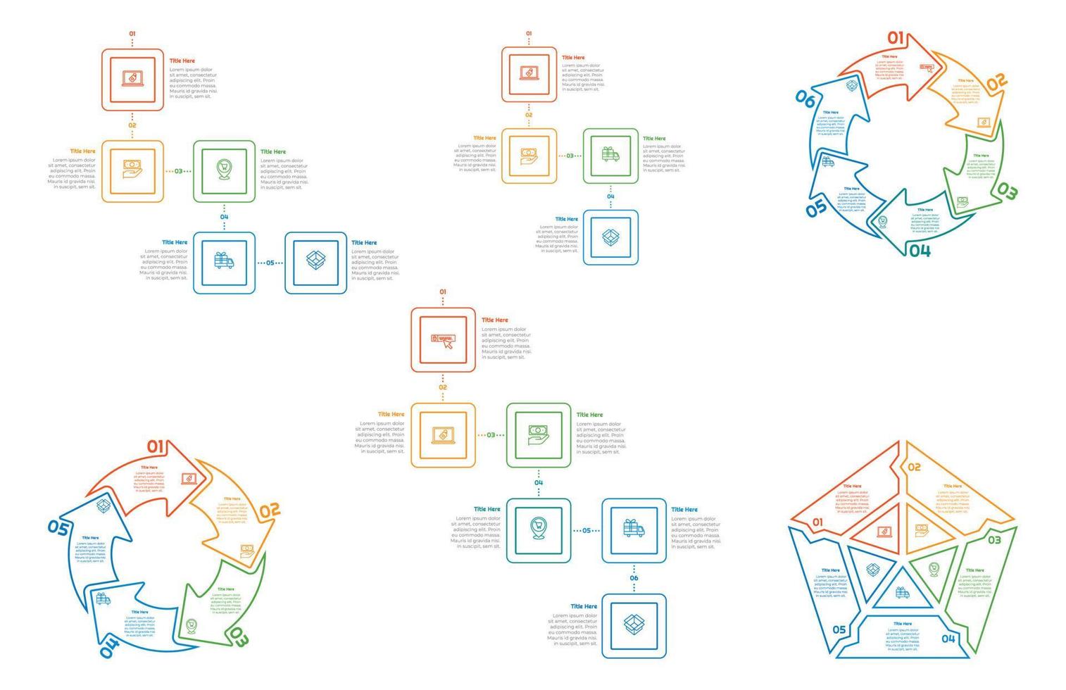 Infographic bundle set with 4, 5, 6 steps, options or processes for ... Infographic bundle set with 4, 5, 6 steps, options or processes for ...