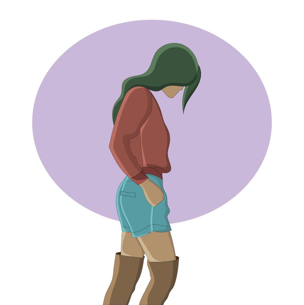 Cartoon Girl Walking Away