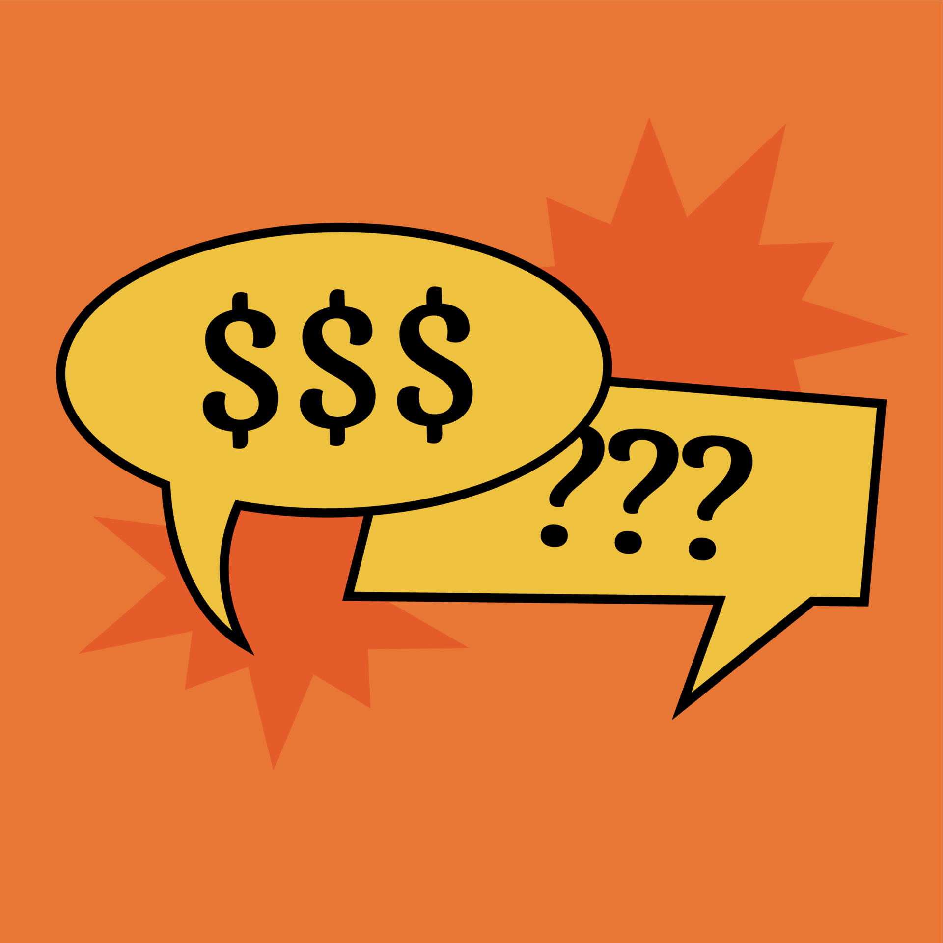 Communication speech bubbles on orange background. Vector illustration ...