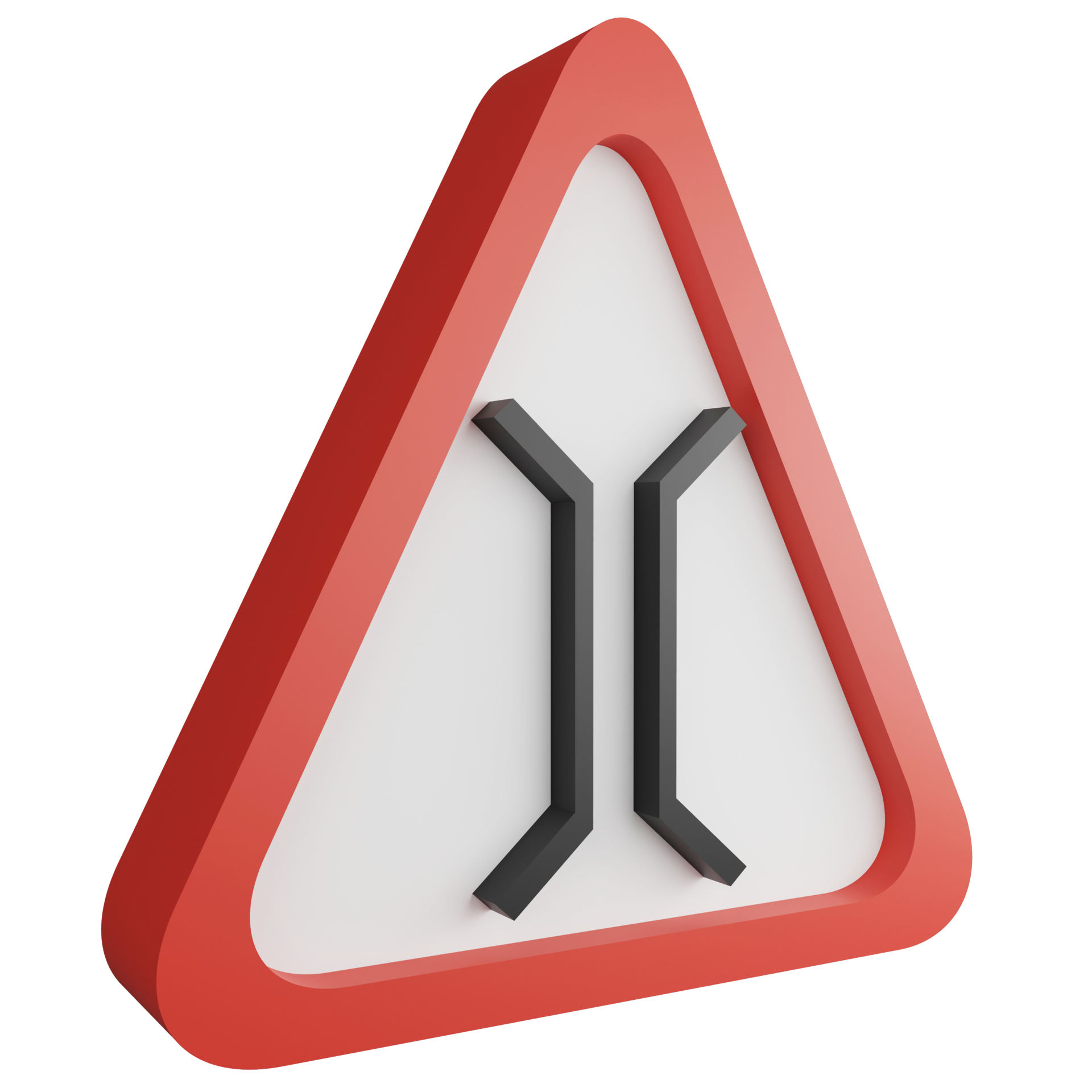 3d geven versmallen brug teken icoon geïsoleerd Aan transparant achtergrond, rood verplicht ...