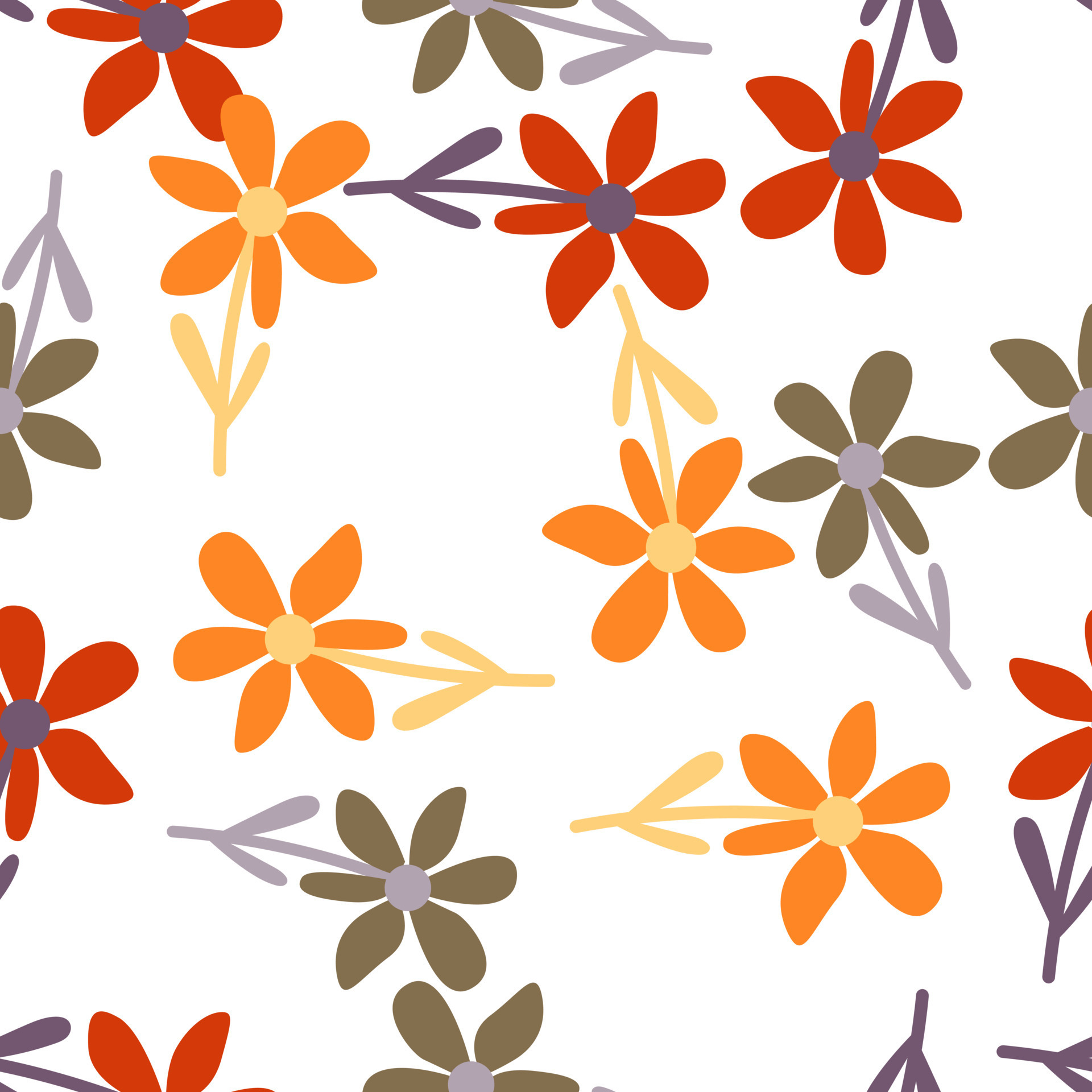 Stylized tropical simple flower seamless pattern. Decorative floral ...