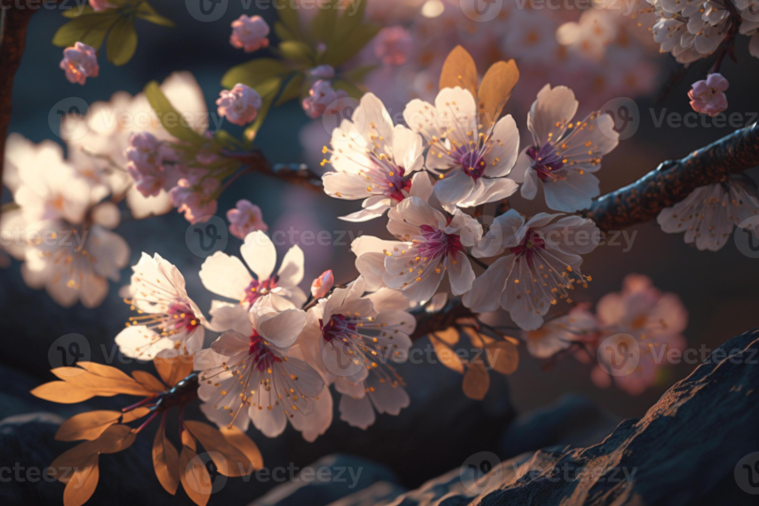 Spring blossom. Beautiful flowers blooming tree branch. Fresh spring ...