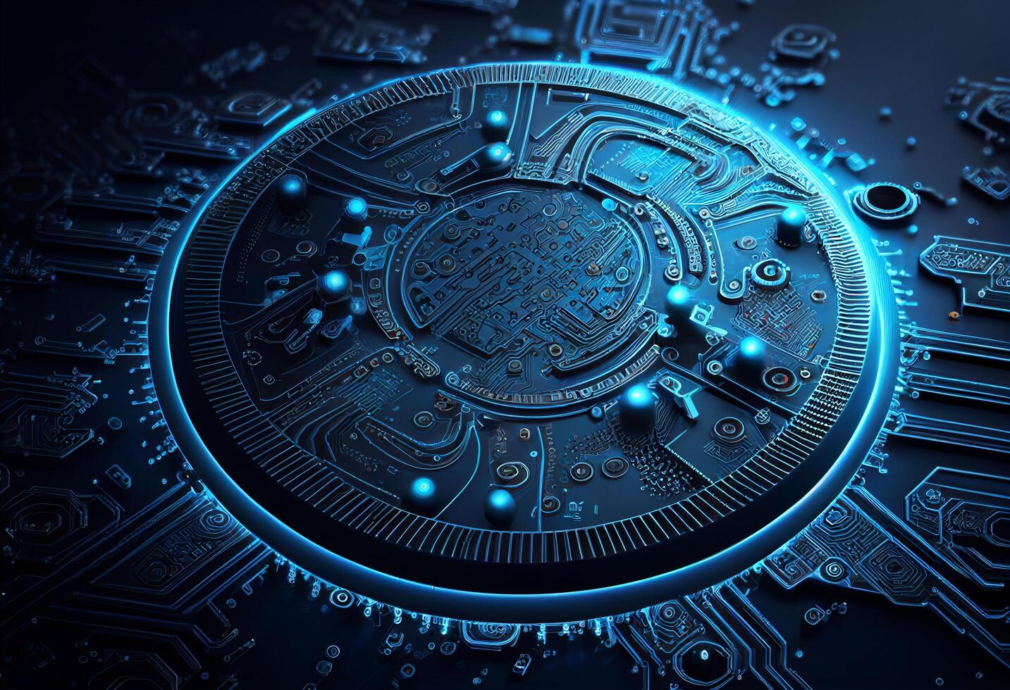 Circuit board futuristic technology background. blue 3d rendering toned ...