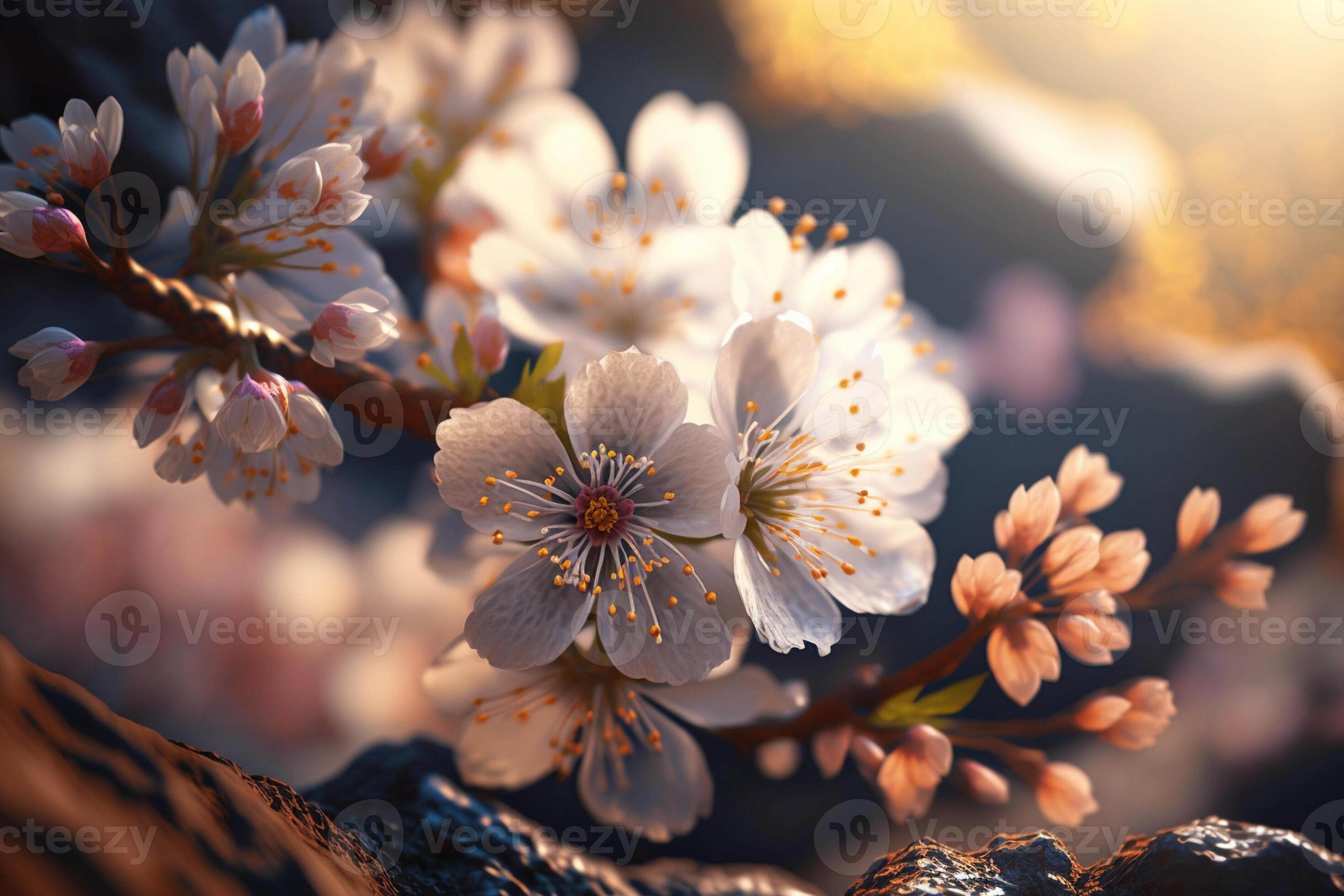 Spring blossom. Beautiful flowers blooming tree branch. Fresh spring ...