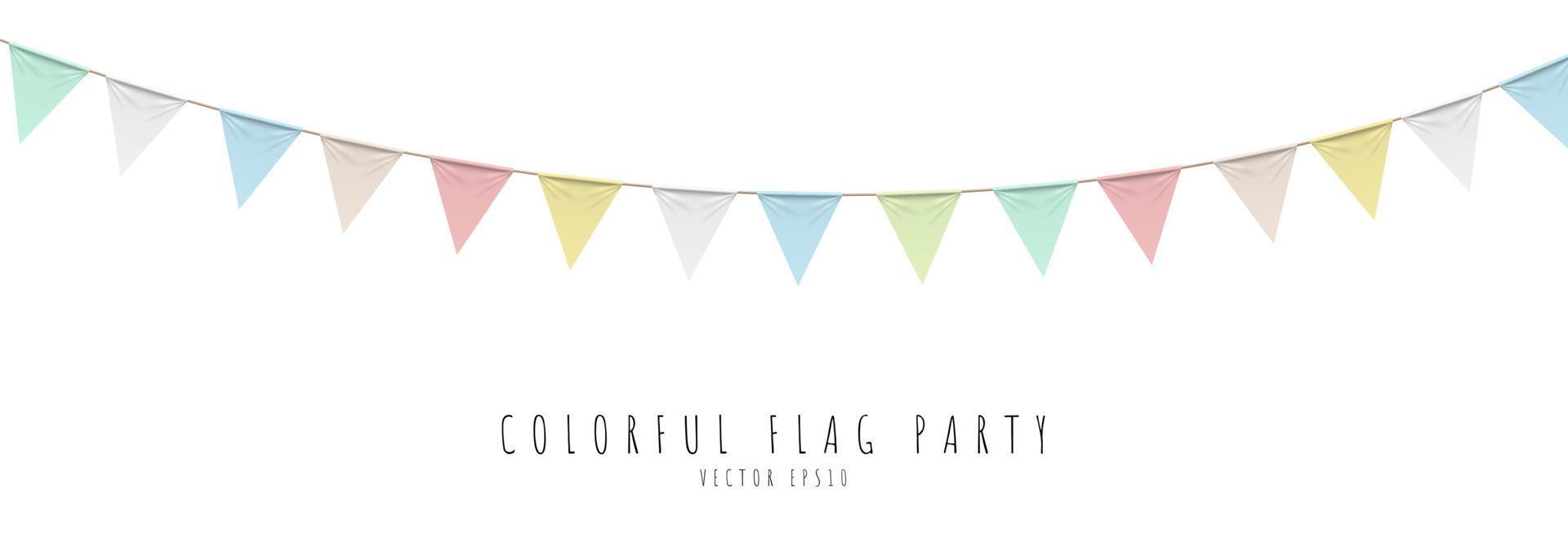 Colorful pastel color triangle 3D flag party with rope isolated on ...