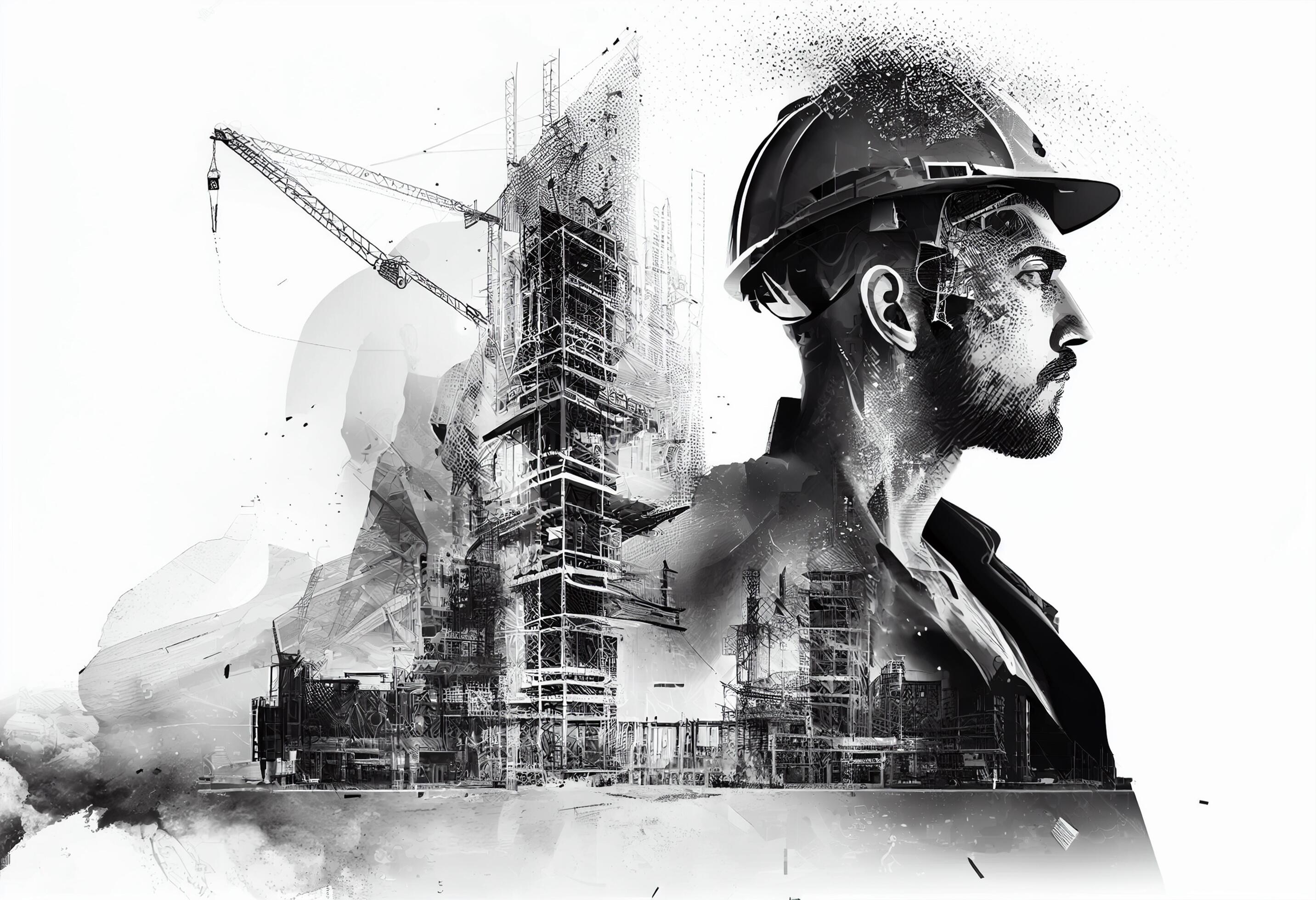 Silhouette of engineer looking at construction site. Engineering ... Silhouette of engineer looking at construction site. Engineering ...