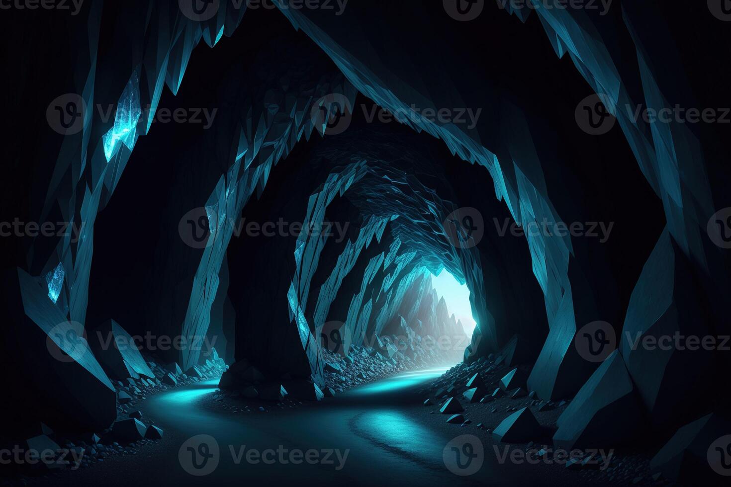 Glowing crystal cave tunnel 22456283 Stock Photo at Vecteezy