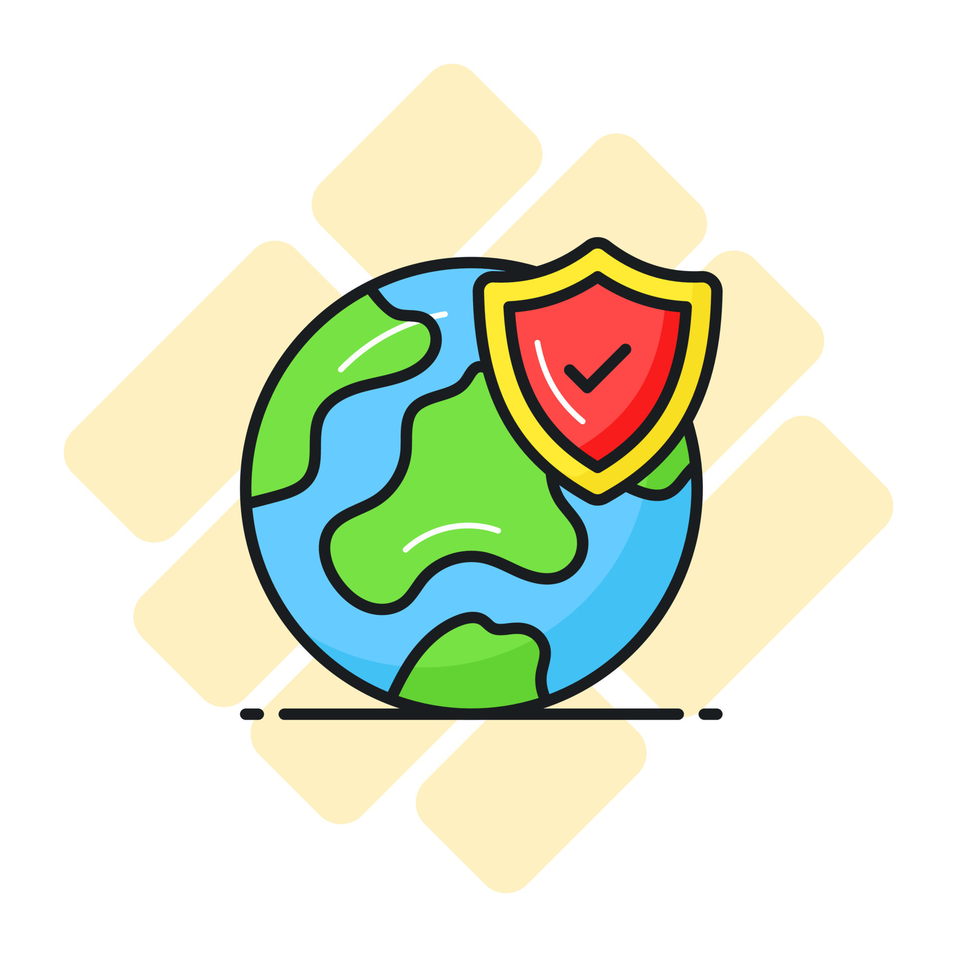 Security Shield With World Globe Denoting Concept Vector Of Global