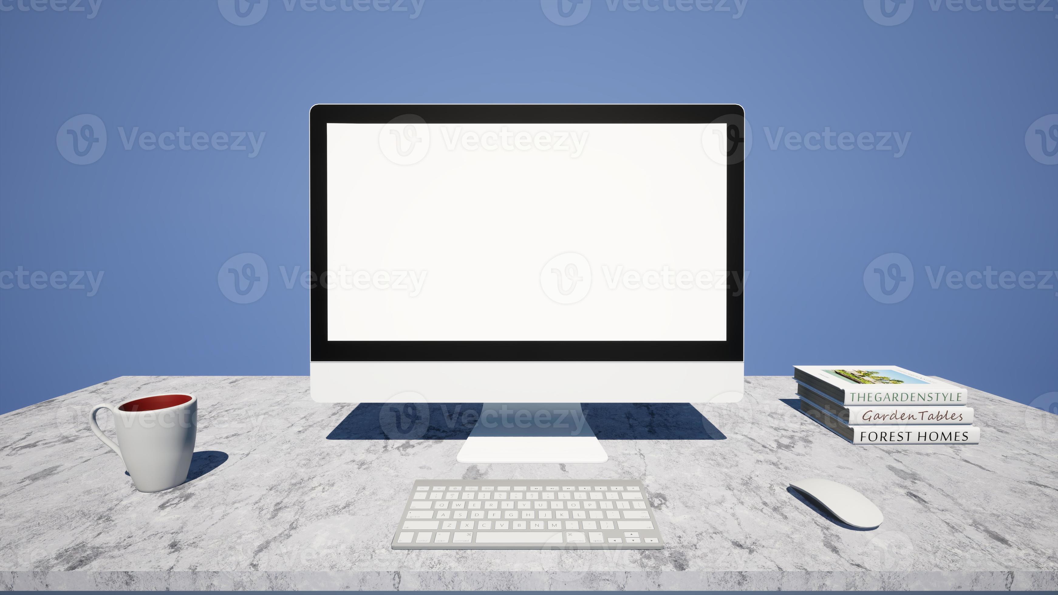 Desktop computer mockup blank screen available for inserting ads, for ...