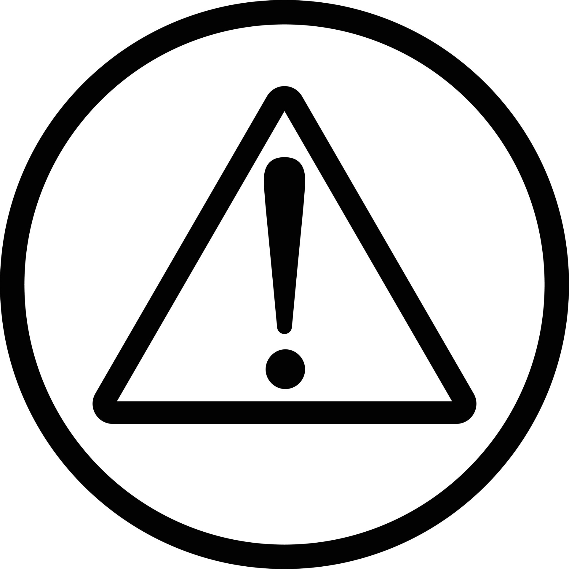 Exclamation danger sign in a circle . Warning icon. Attention exclamation mark symbol vector ...