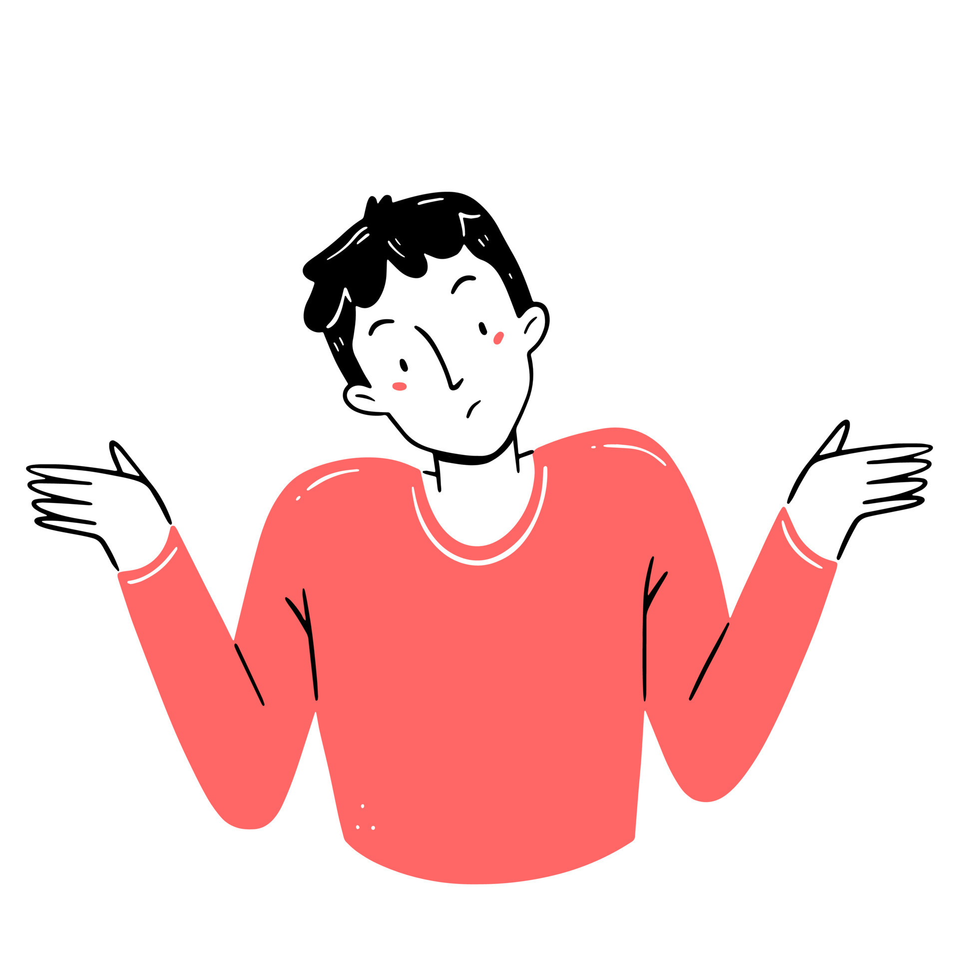 The Doodle Style Man Shrugs Man Shrugging With A Curious Expression Vector Concept