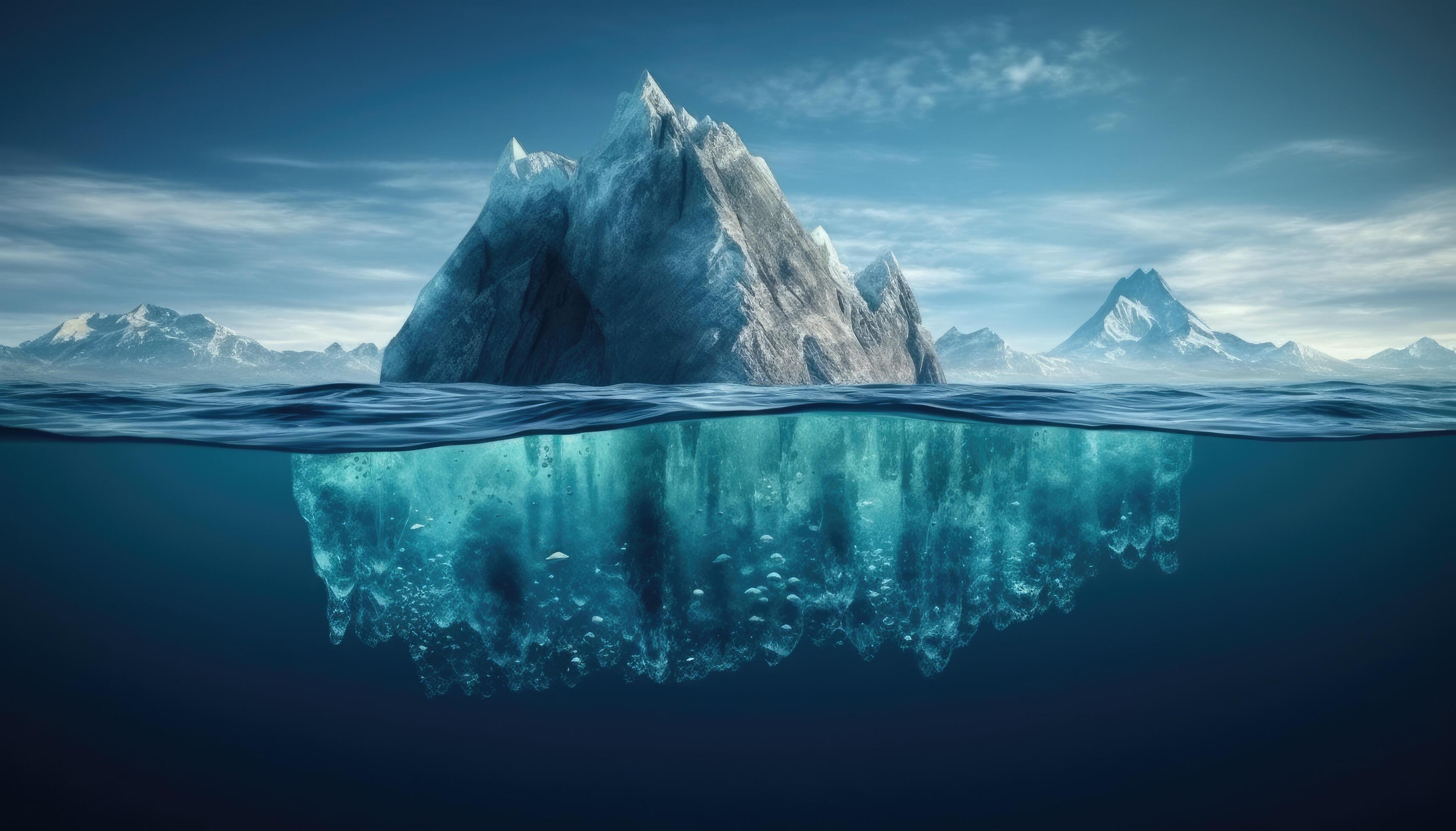 Beautiful iceberg in the ocean with a view under water. Global warming ... Beautiful iceberg in the ocean with a view under water. Global warming ...