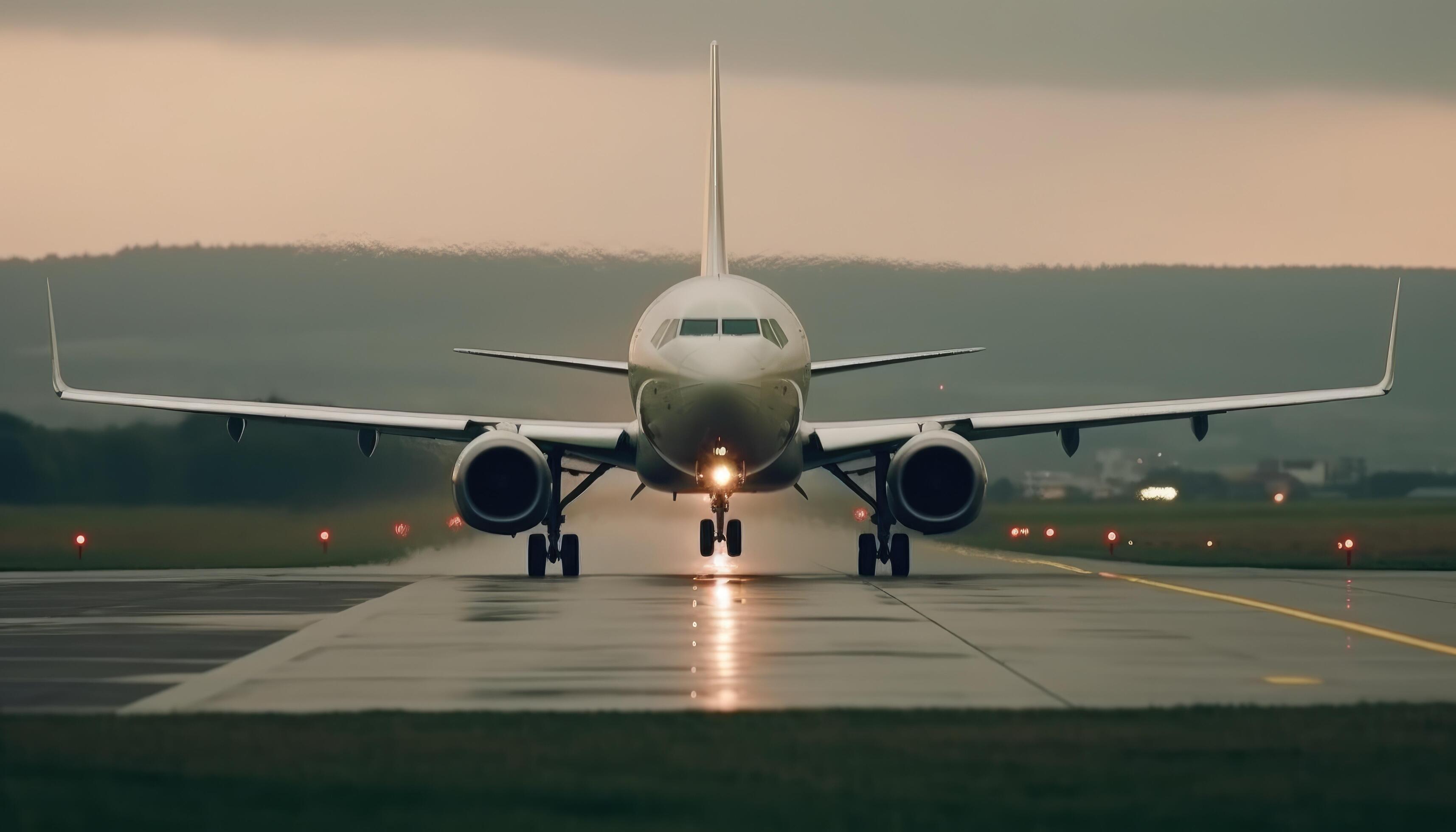 Airplane Landing On Runway