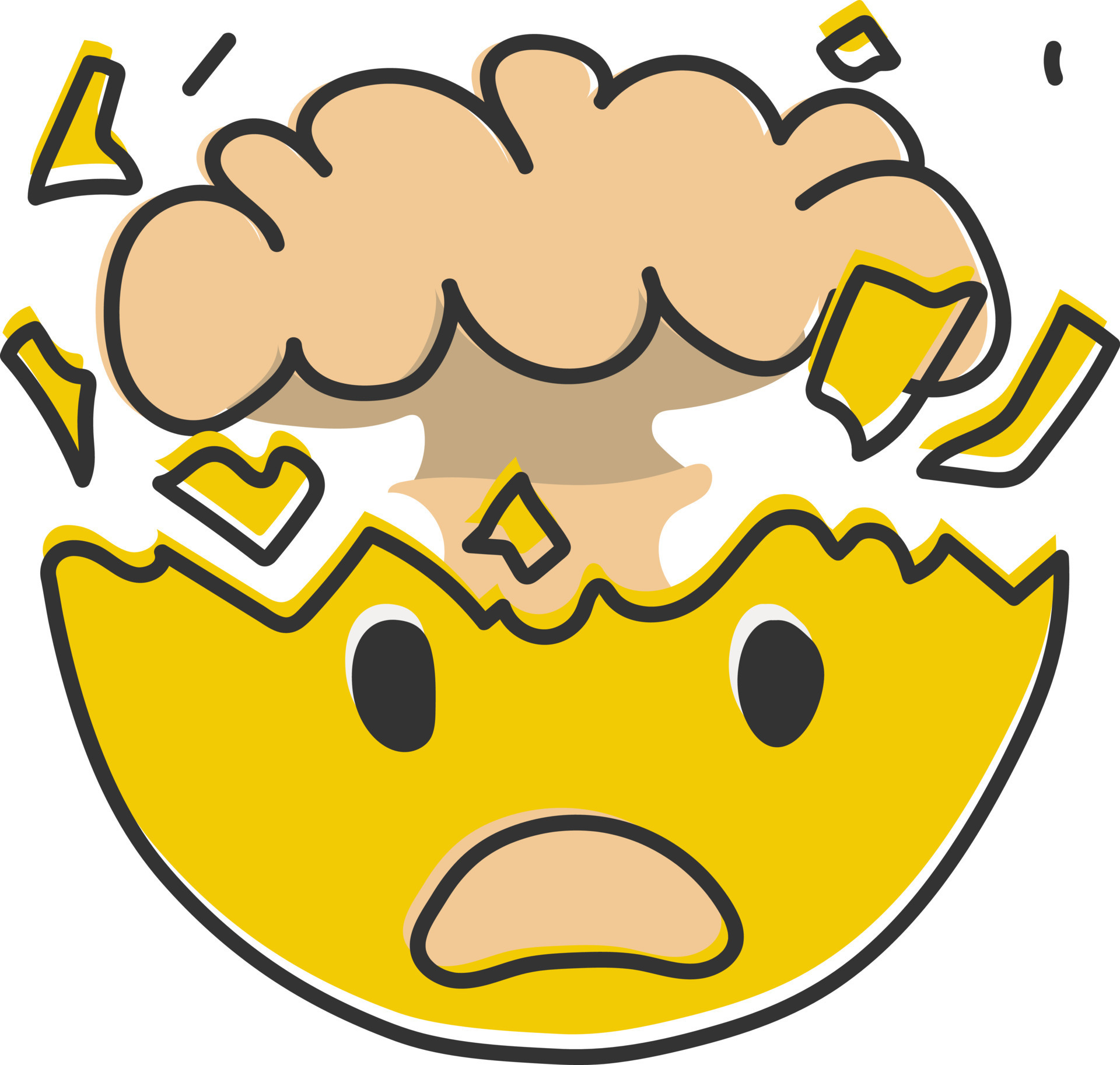 Mind Blown Emoji Exploding Head Emoticon Shocked Sad Yellow Face With Brain Explosion Mushroom