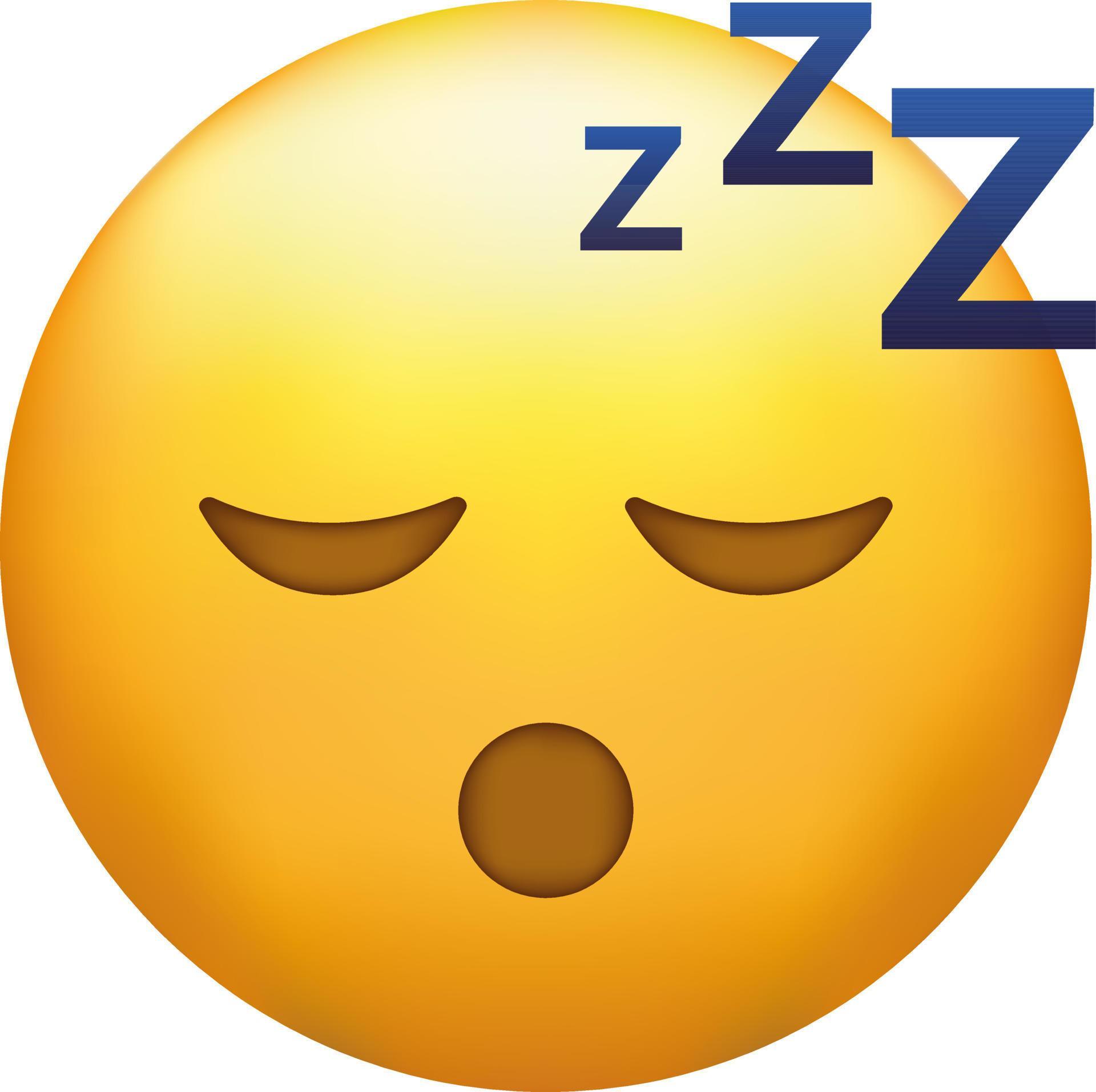 Sleeping emoji. Snoring emoticon, Zzz yellow face with closed eyes 22461924 Vector Art at Vecteezy