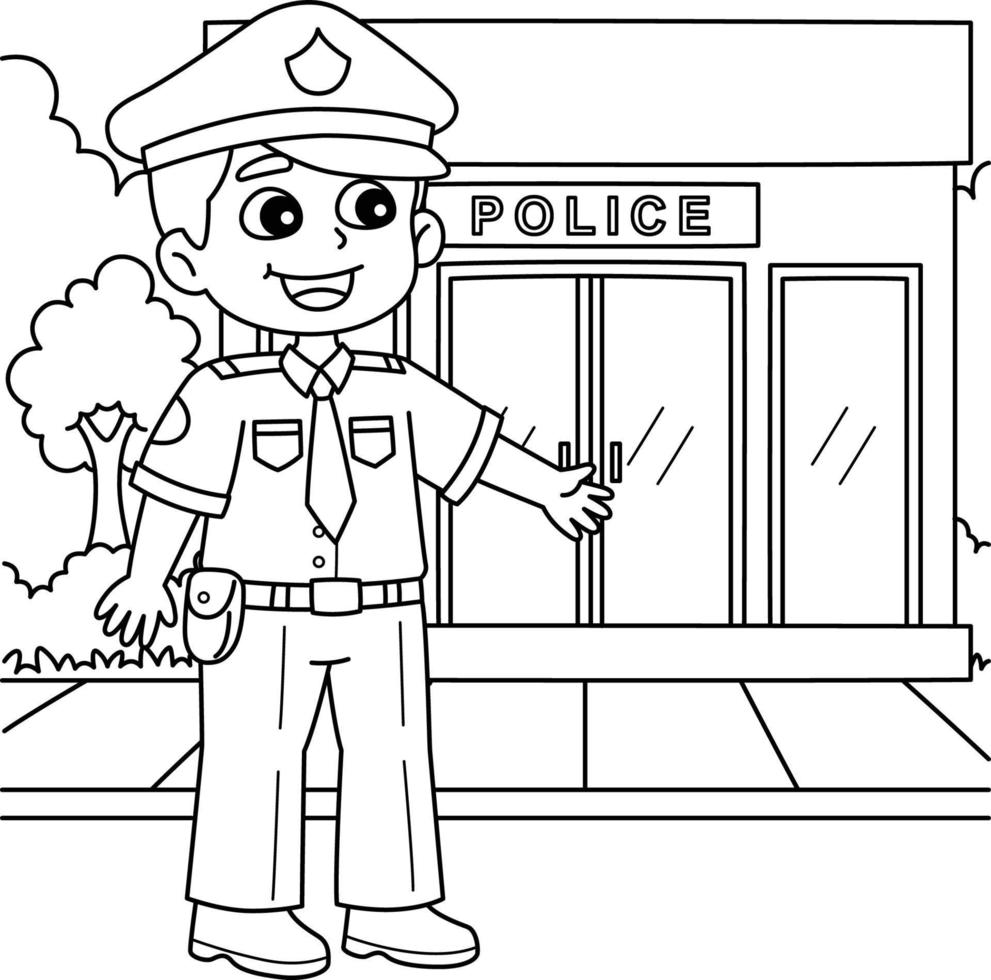Pagina Para Colorear De Policia Para Niños 22463853 Vector En Vecteezy