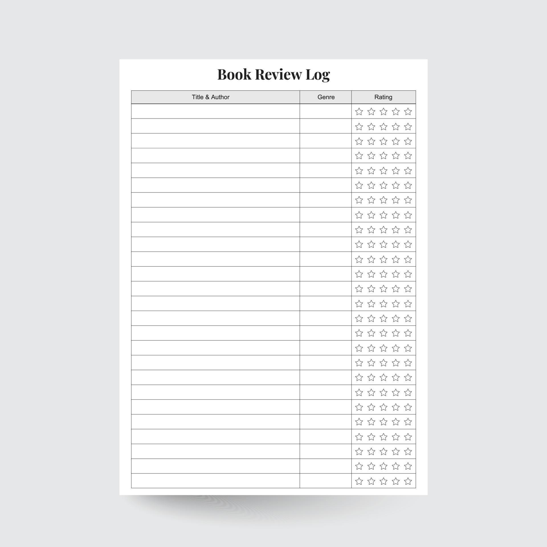 Book Review Log,Reading Planner,Reading Journal,Book Journal,Reading ...