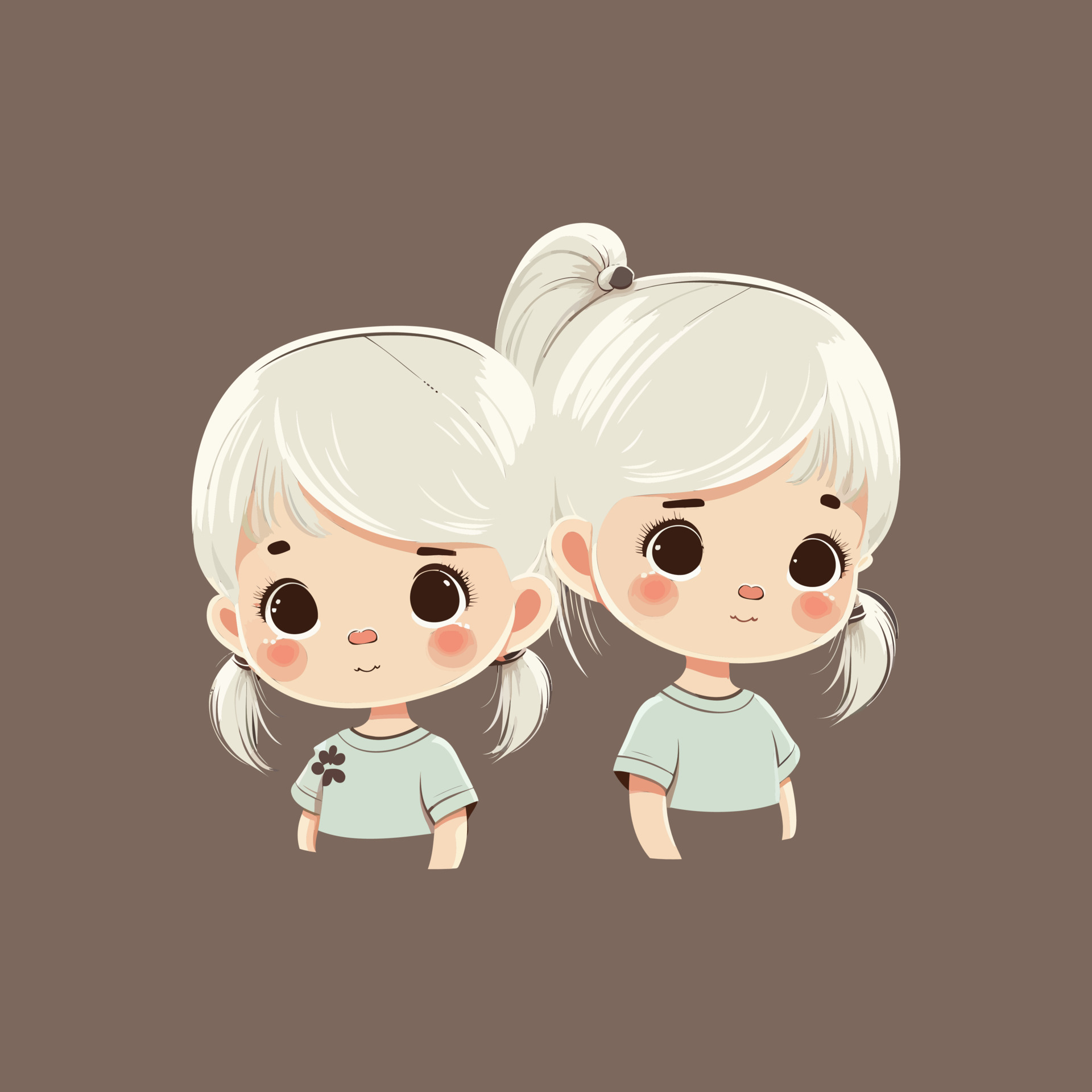 2 year old girls, cute cartoon style, white hair, happy, simple vector style 22465073 Vector Art ...
