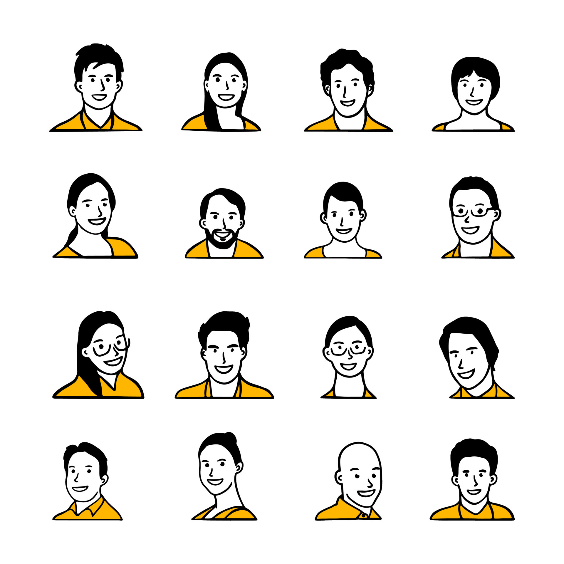 Happy Smiling People Avatar Illustration Vector Set 22469531 Vector Art ...