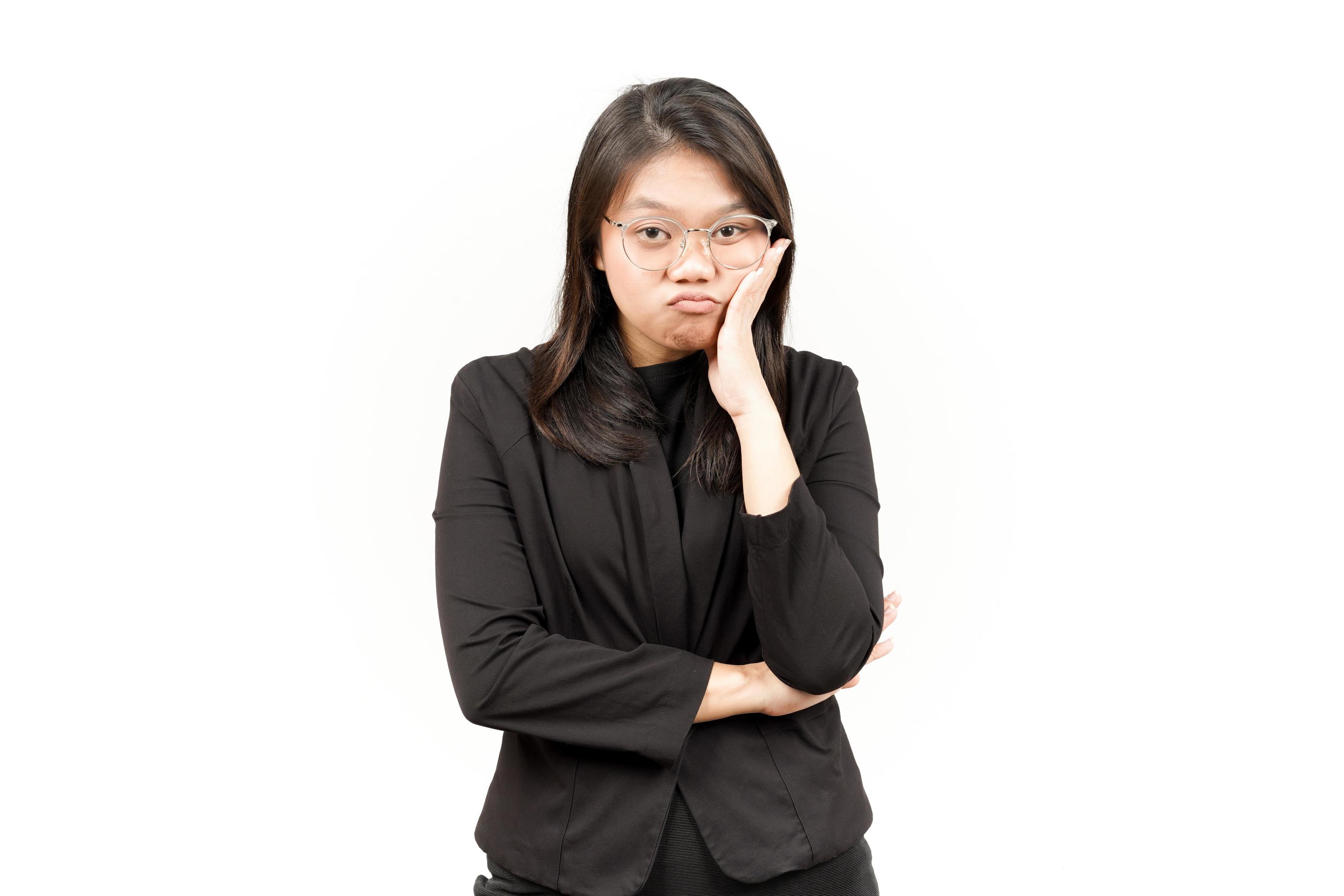 Boring Gesture Of Beautiful Asian Woman Wearing Black Blazer Isolated ...