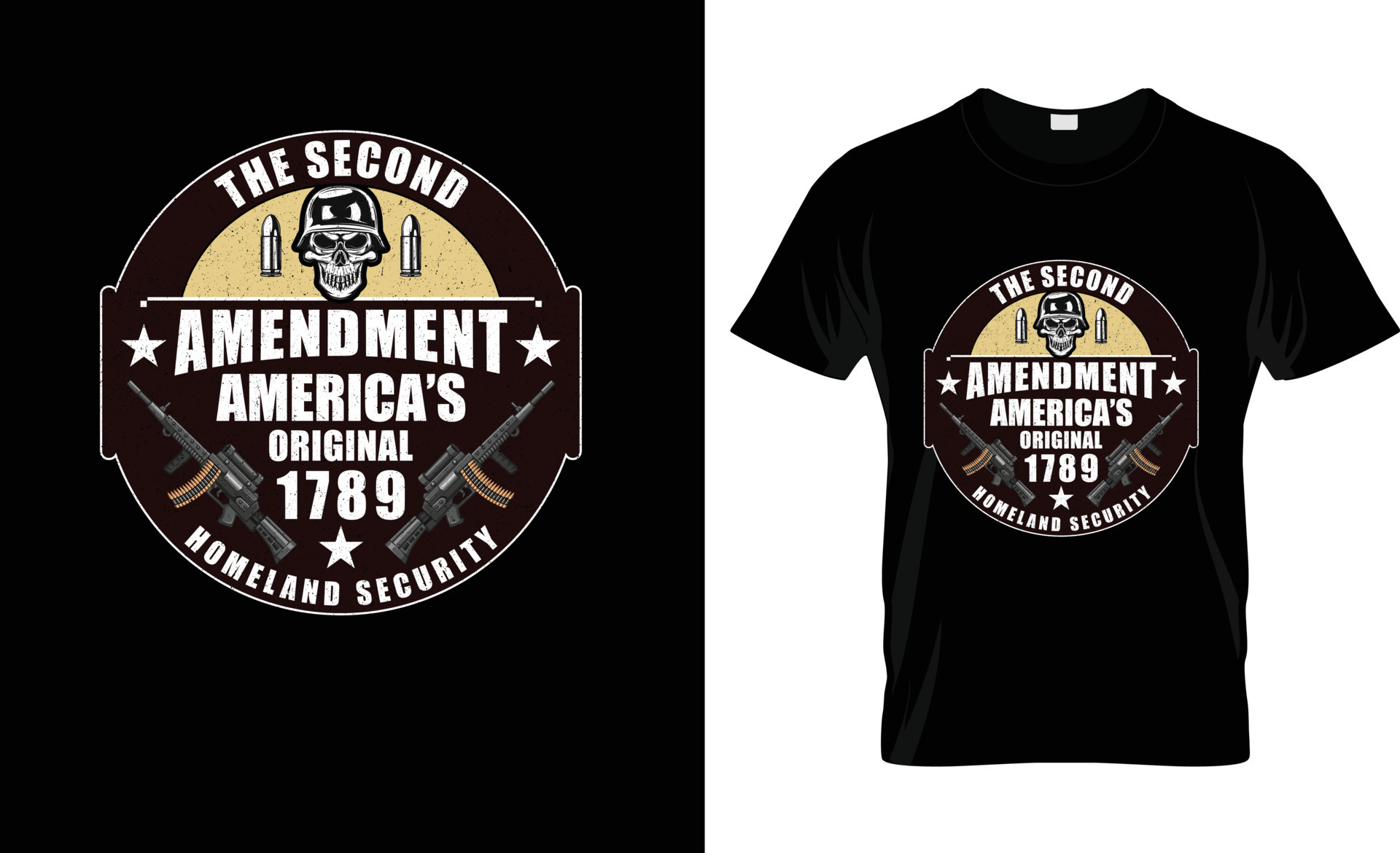 2nd Amendment Americas Original Homeland Security Gun T Shirt Vector