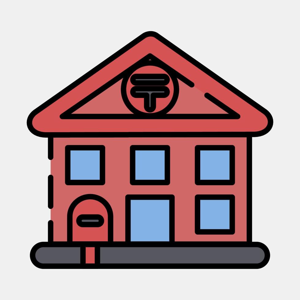Icon Post Office Building Elements Icons In Filled Line Style Good For Prints Web Posters 3208