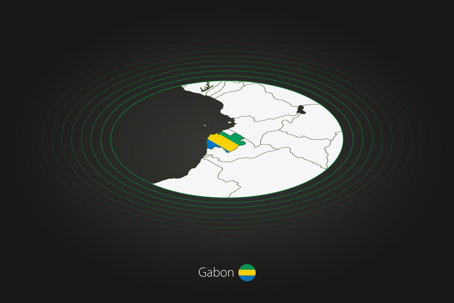Gabon Map In Dark Color Oval Map With Neighboring Countries 22482026