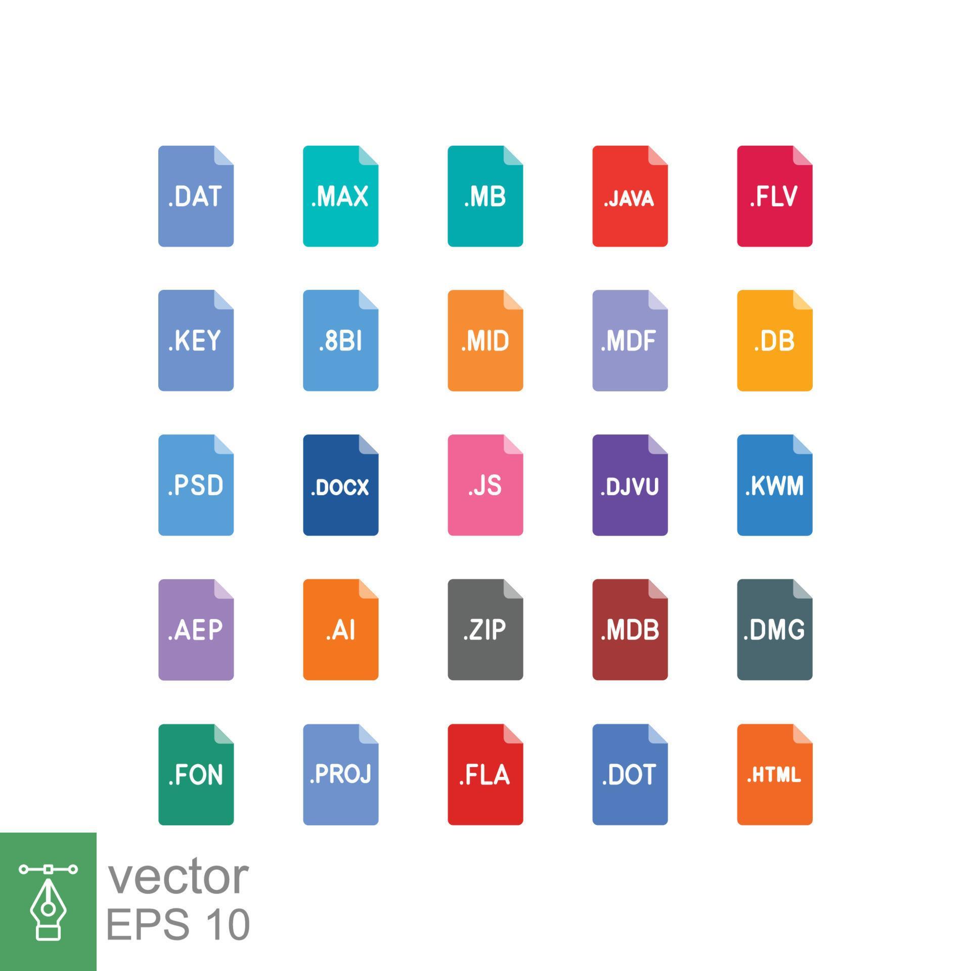 File formats icon set. Linear style sign for mobile concept and web ...