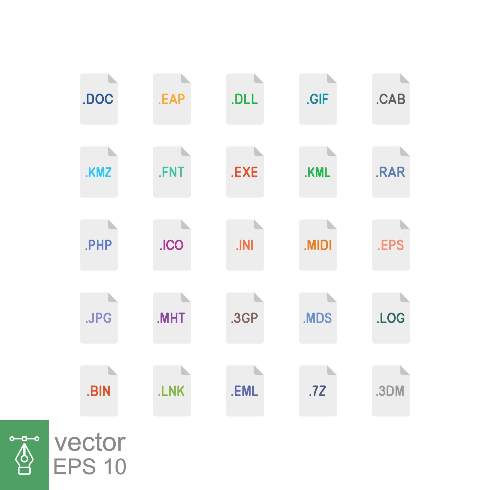 File formats icon set. Linear style sign for mobile concept and web ...