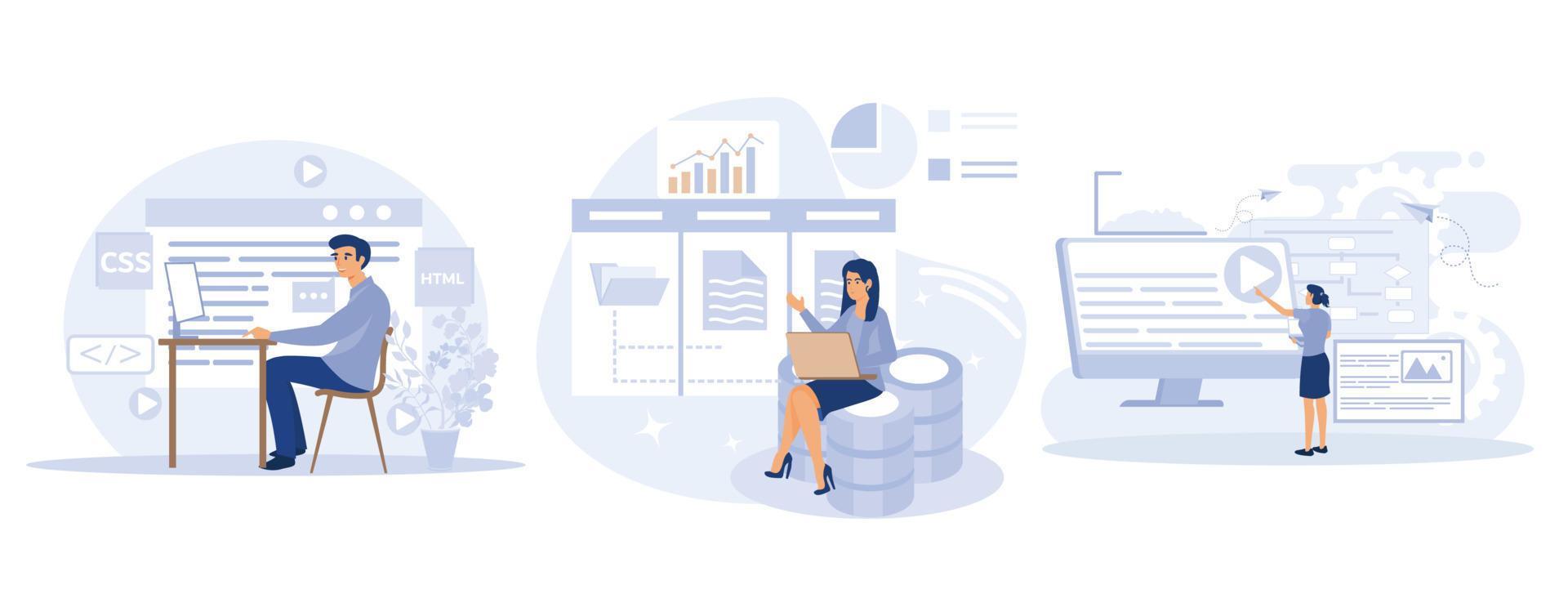 Website architecture concept, Web development, PHP and MySql, CMS content management system ...