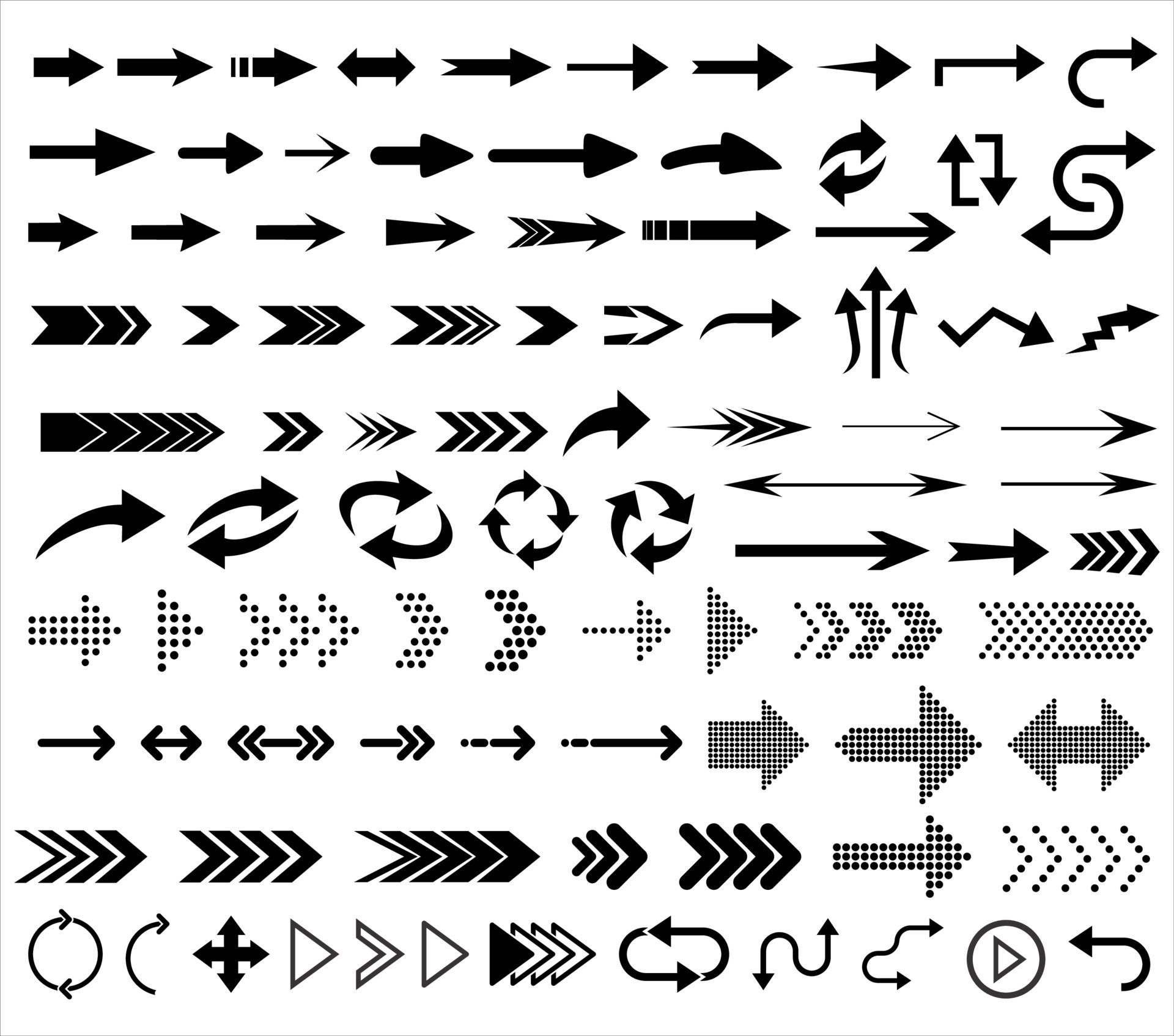 Big Collection Of Different Arrows Black Icons Vector Illustration 22494724 Vector Art At Vecteezy