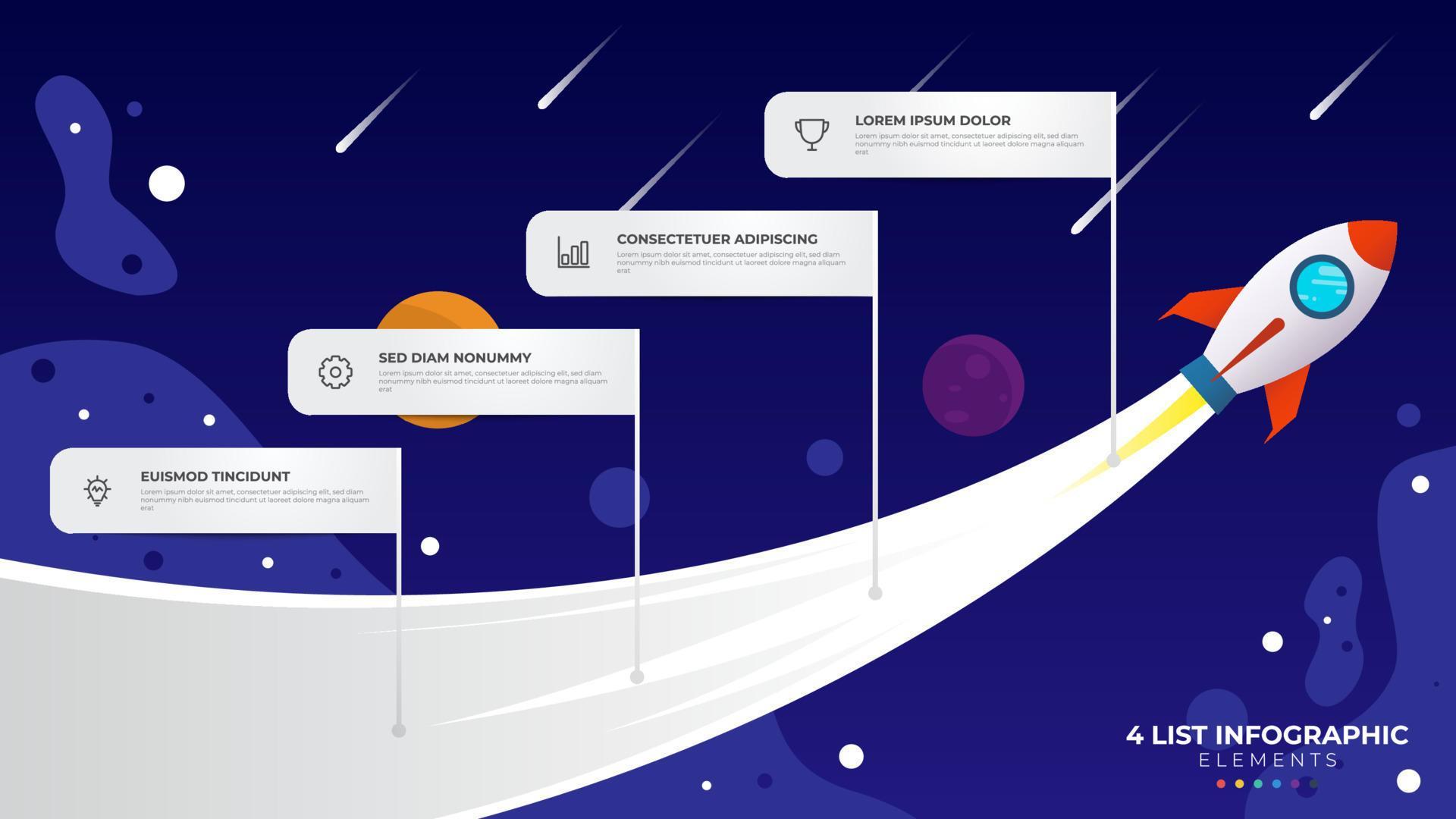 4 list of steps diagram with stair level sequence, infographic element ...
