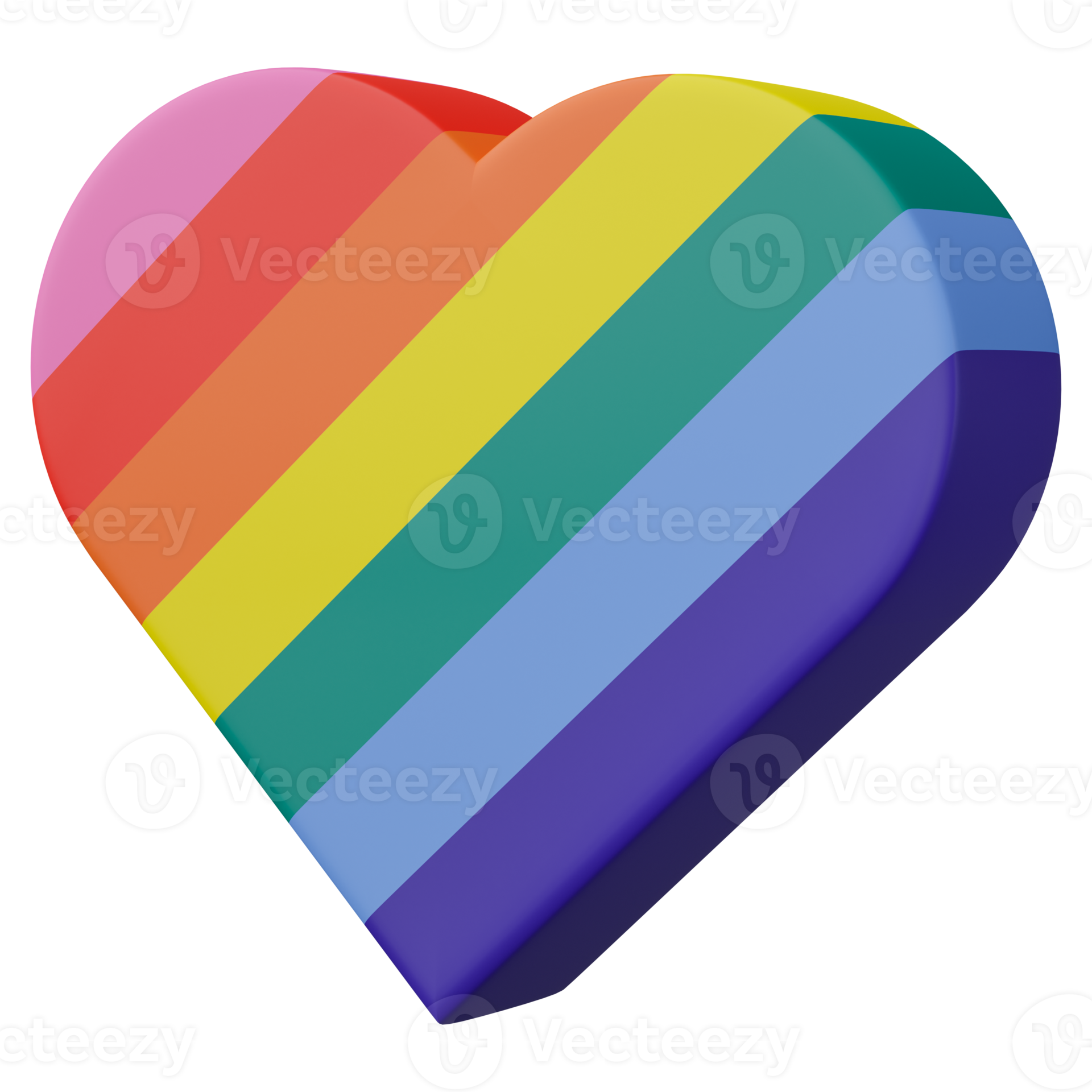 3D render, Pride LGBT on heart icon isolated on transparent background ...