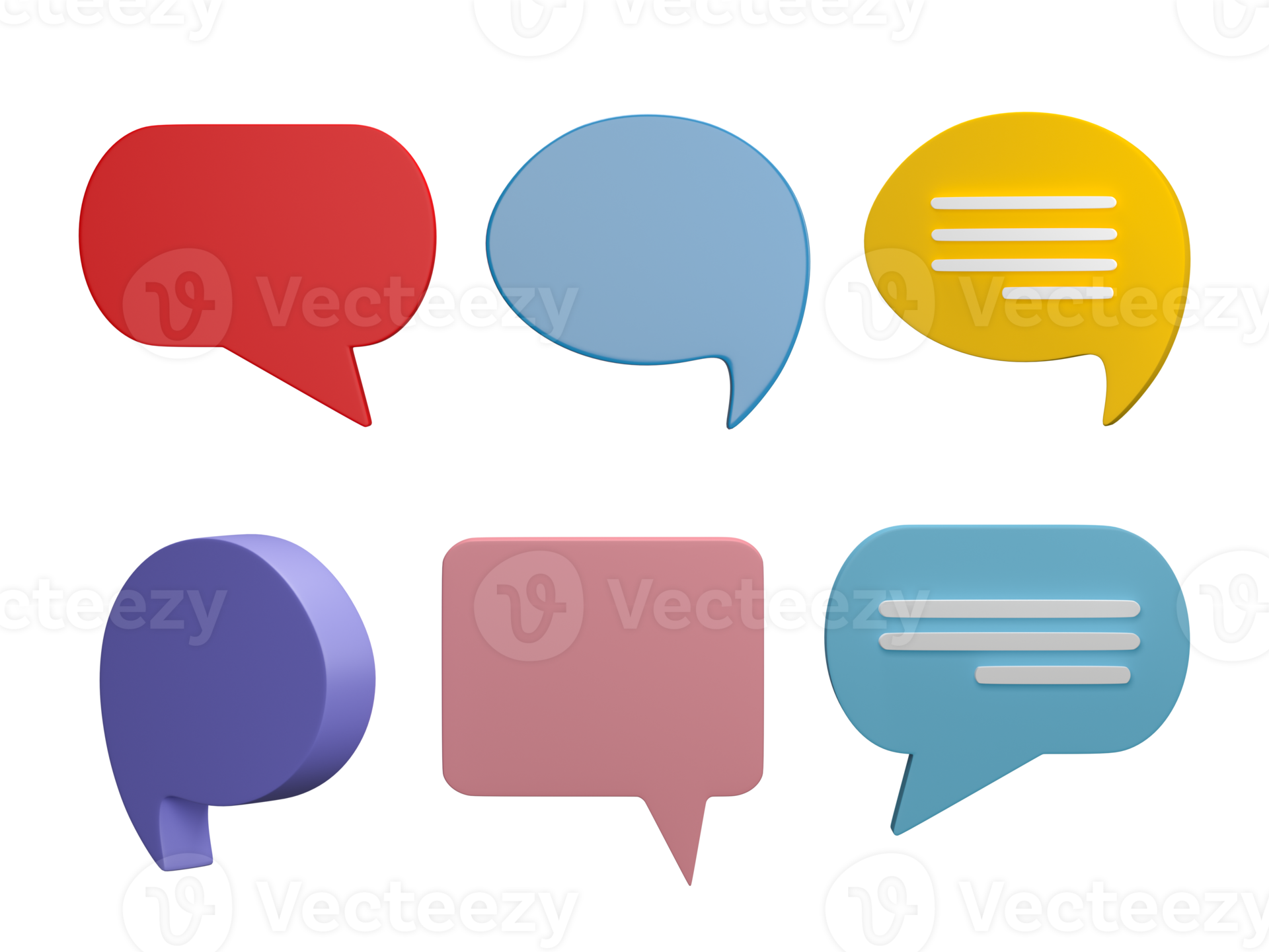 3D rendering, Set of speech bubble isolated on transparent background ...