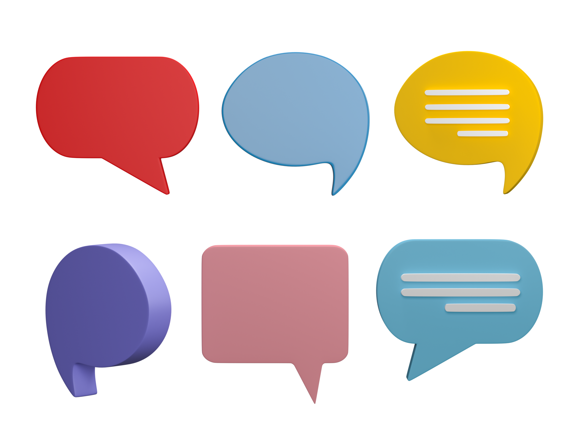 3D rendering, Set of speech bubble isolated on transparent background ...