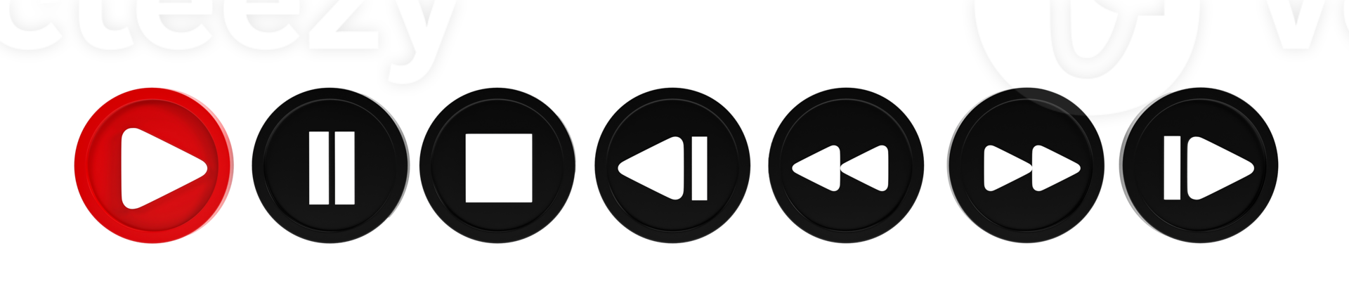 3d render. set of media player button icons isolated on transparent background 22498403 PNG