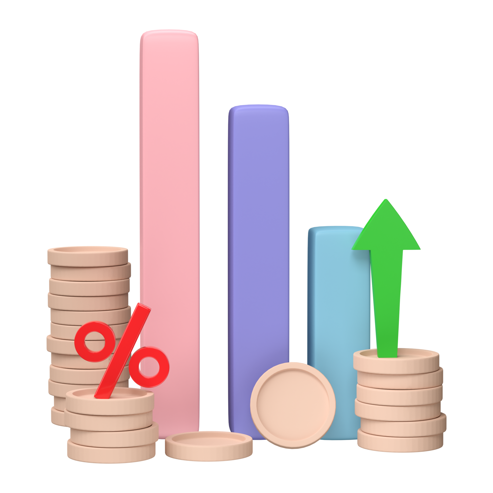 3d Render Business Infographic With Stock Diagrams And Statistic Bars Chart Isolated On 8594