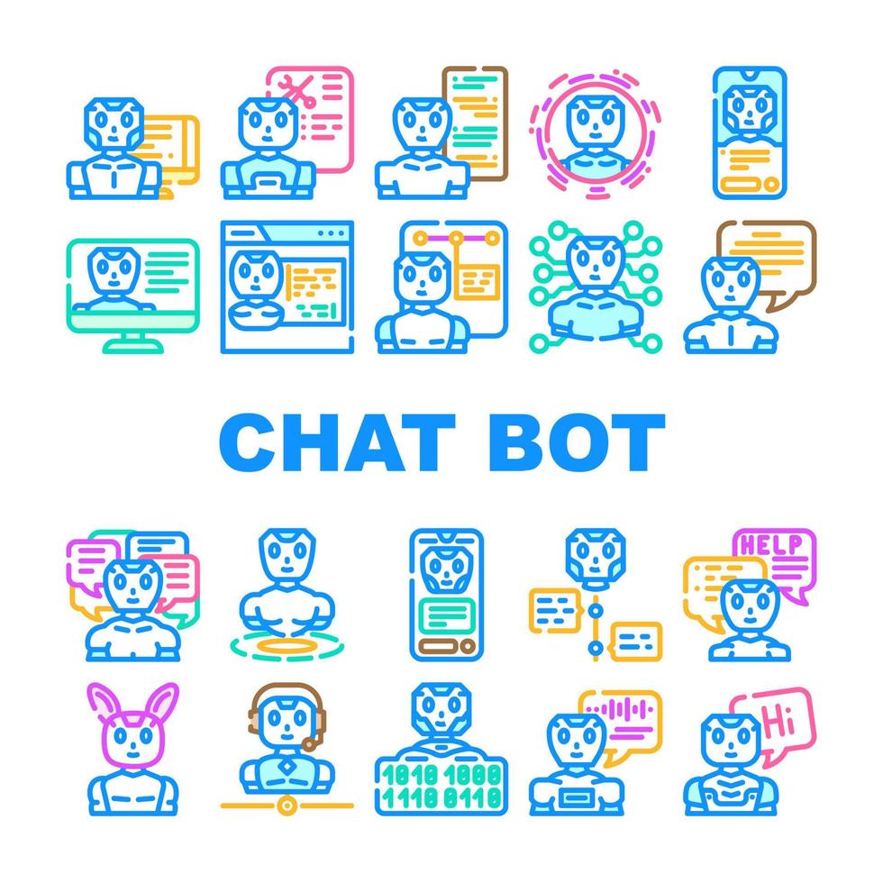 chat bot robot service icons set vector 22499767 Vector Art at Vecteezy