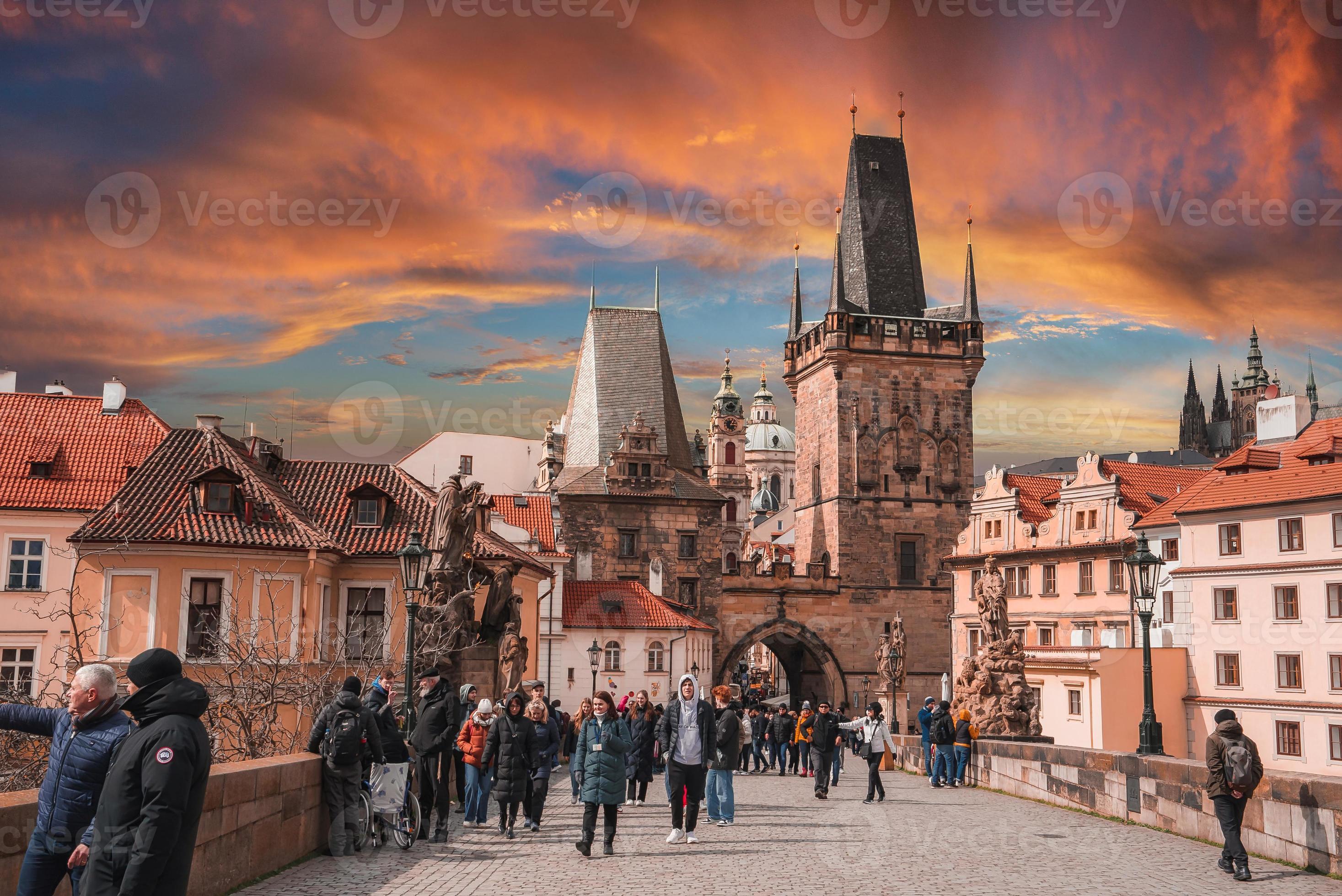 Prague, Czech Republic. Charles Bridge - Karluv Most, and Old Town Tower. 22502238 Stock Photo ...