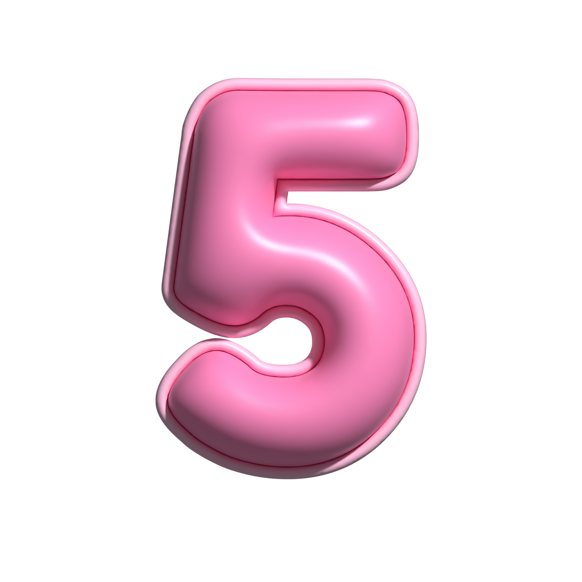 Free Number 5 Pink Alphabet Glossy 22502927 PNG With Transparent Background