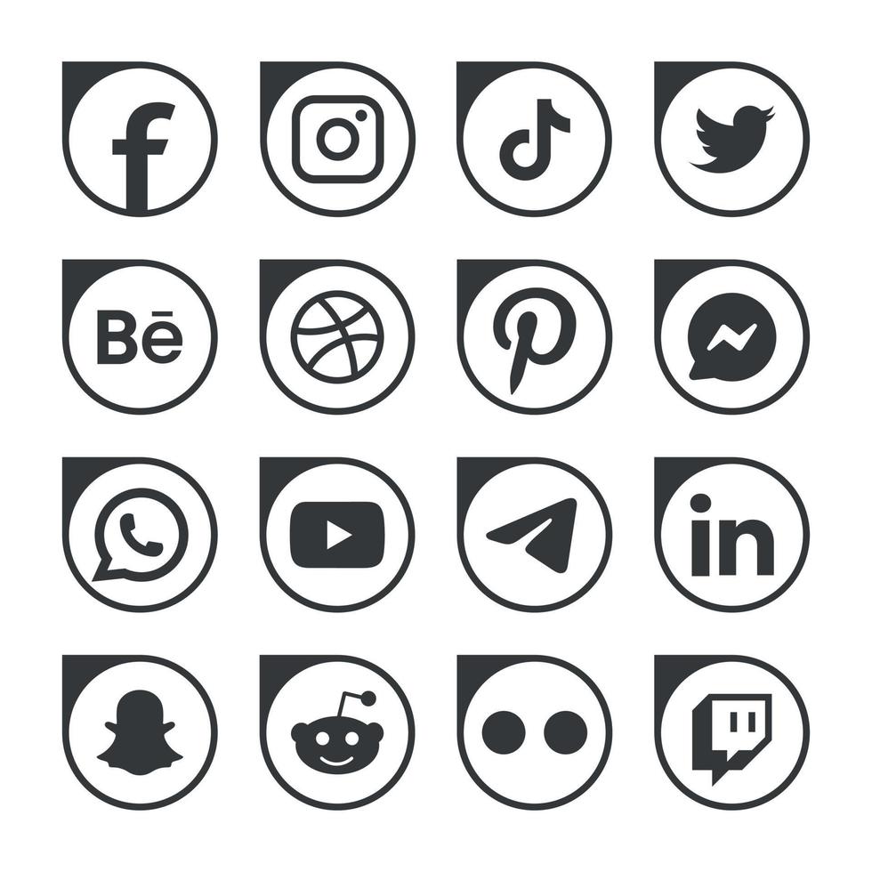 popular social red logo íconos Facebook instagram Youtube pinterest Tik Tok y etc logo iconos ...