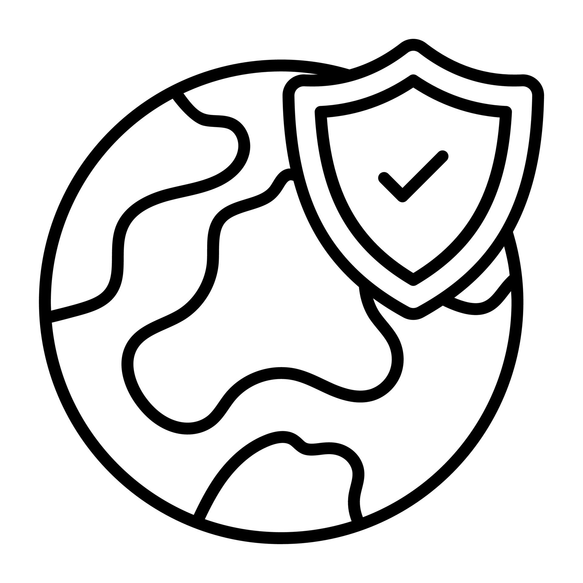 Security Shield With World Globe Denoting Concept Vector Of Global