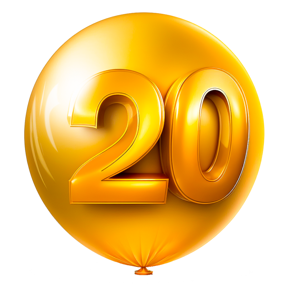 gold balloon value 20 illustration 22506287 PNG