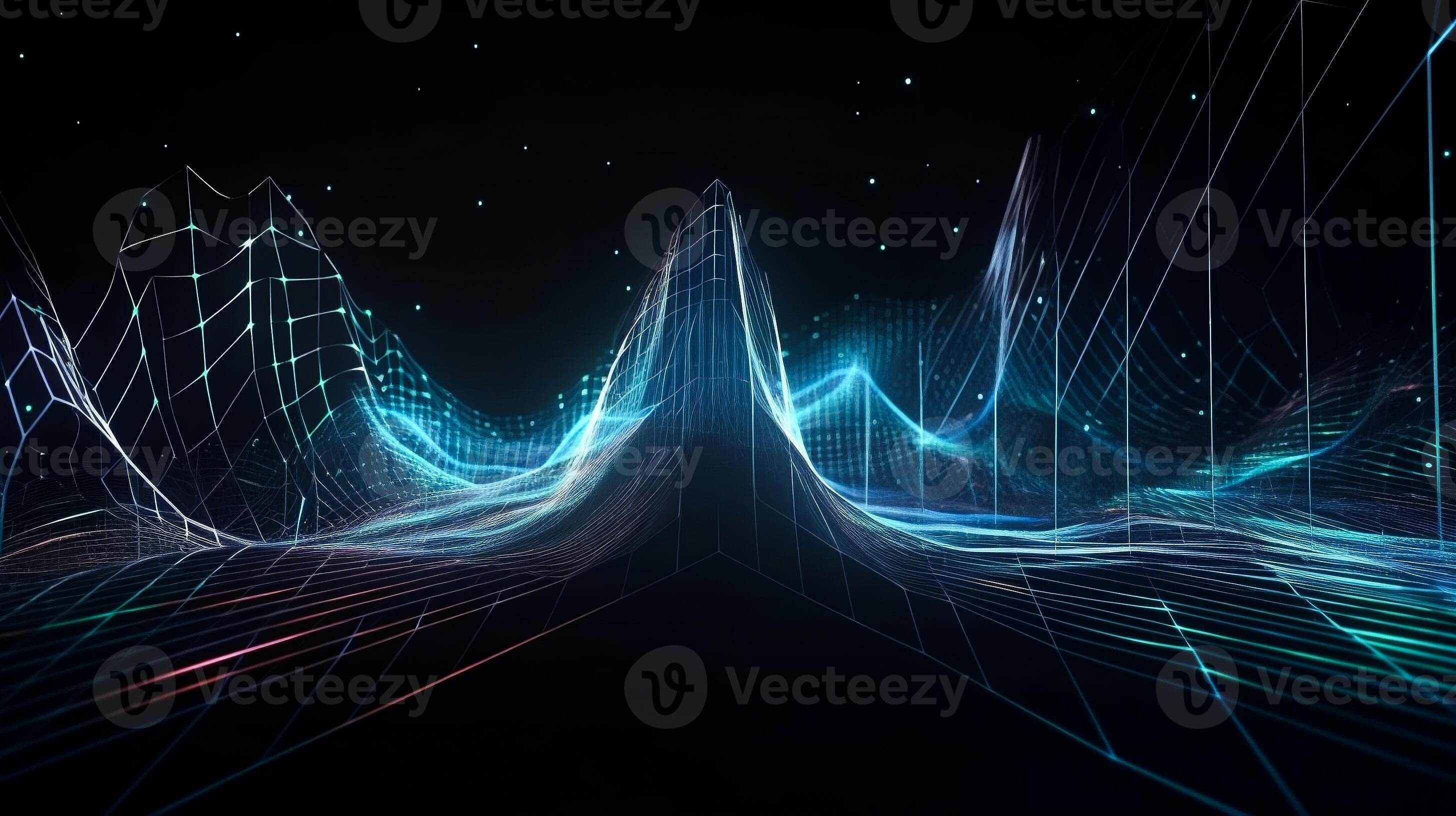 3D illustration of a futuristic data stream with dark background ...
