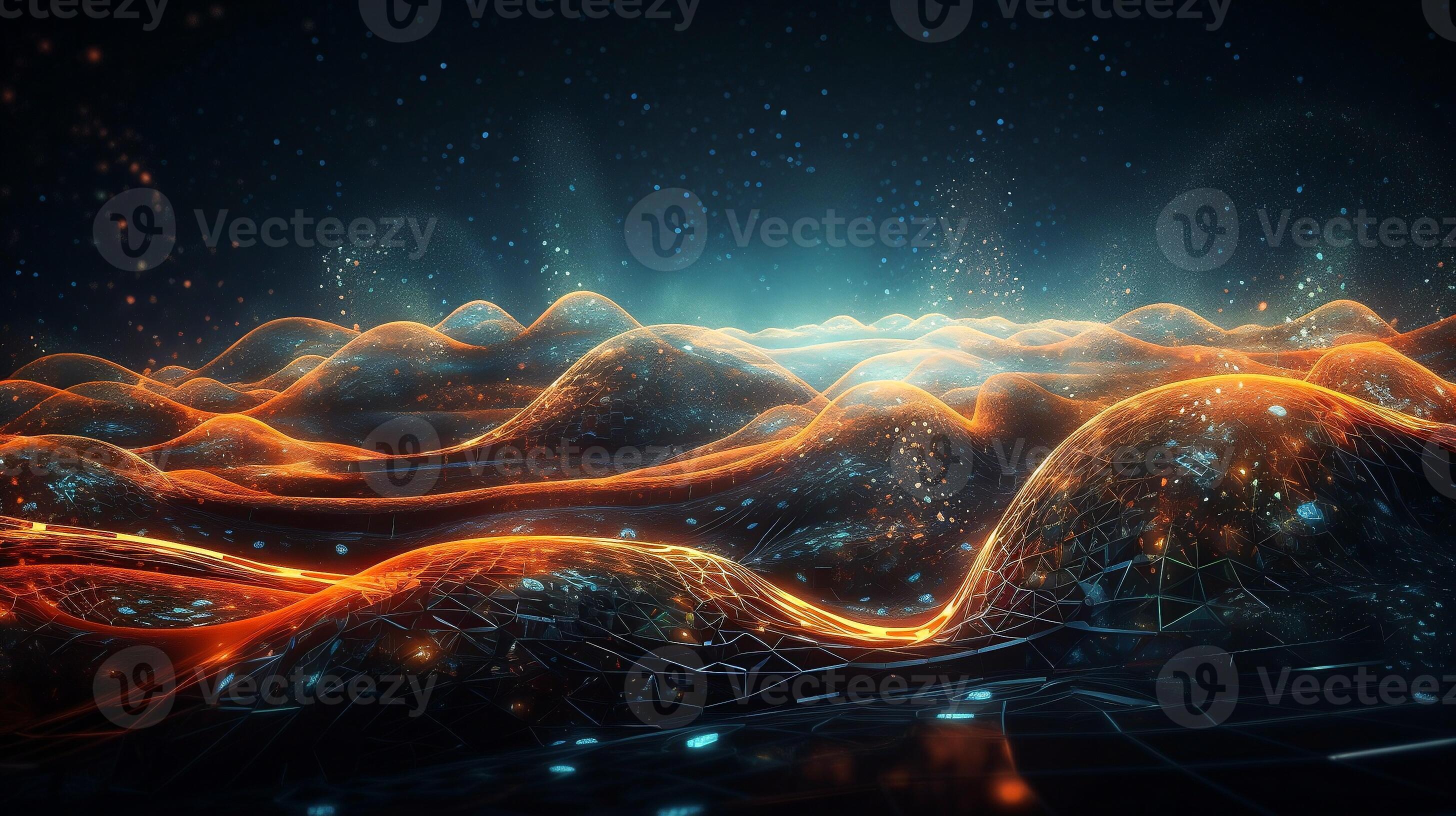Network line connect stream with wave of particles representing big data. 22507975 Stock Photo ...