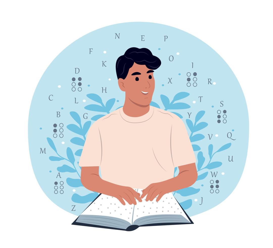 June 27 International Day Of The Deaf Blindworld Braille Day A Smiling Blind Man Reads