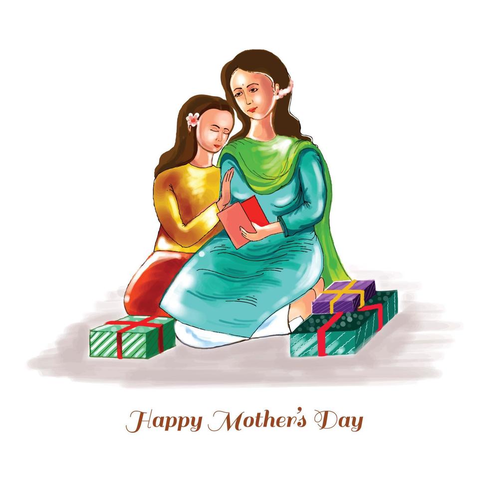 Happy Mothers Day Mom And Girl Love Card Background 22509387 Vector Art