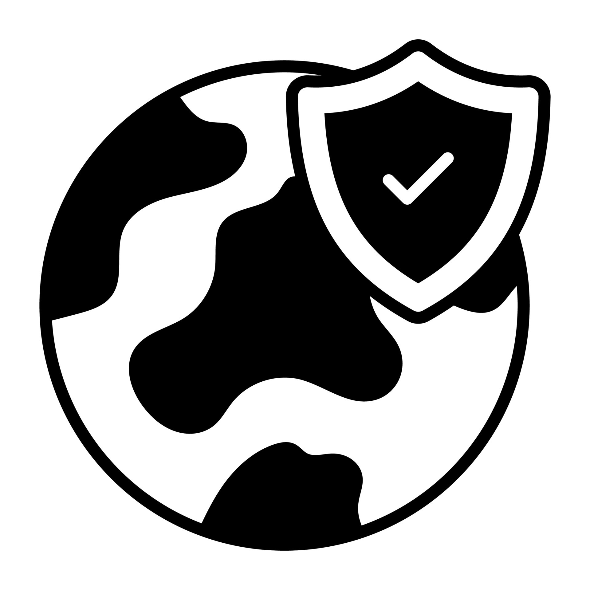 Security Shield With World Globe Denoting Concept Vector Of Global