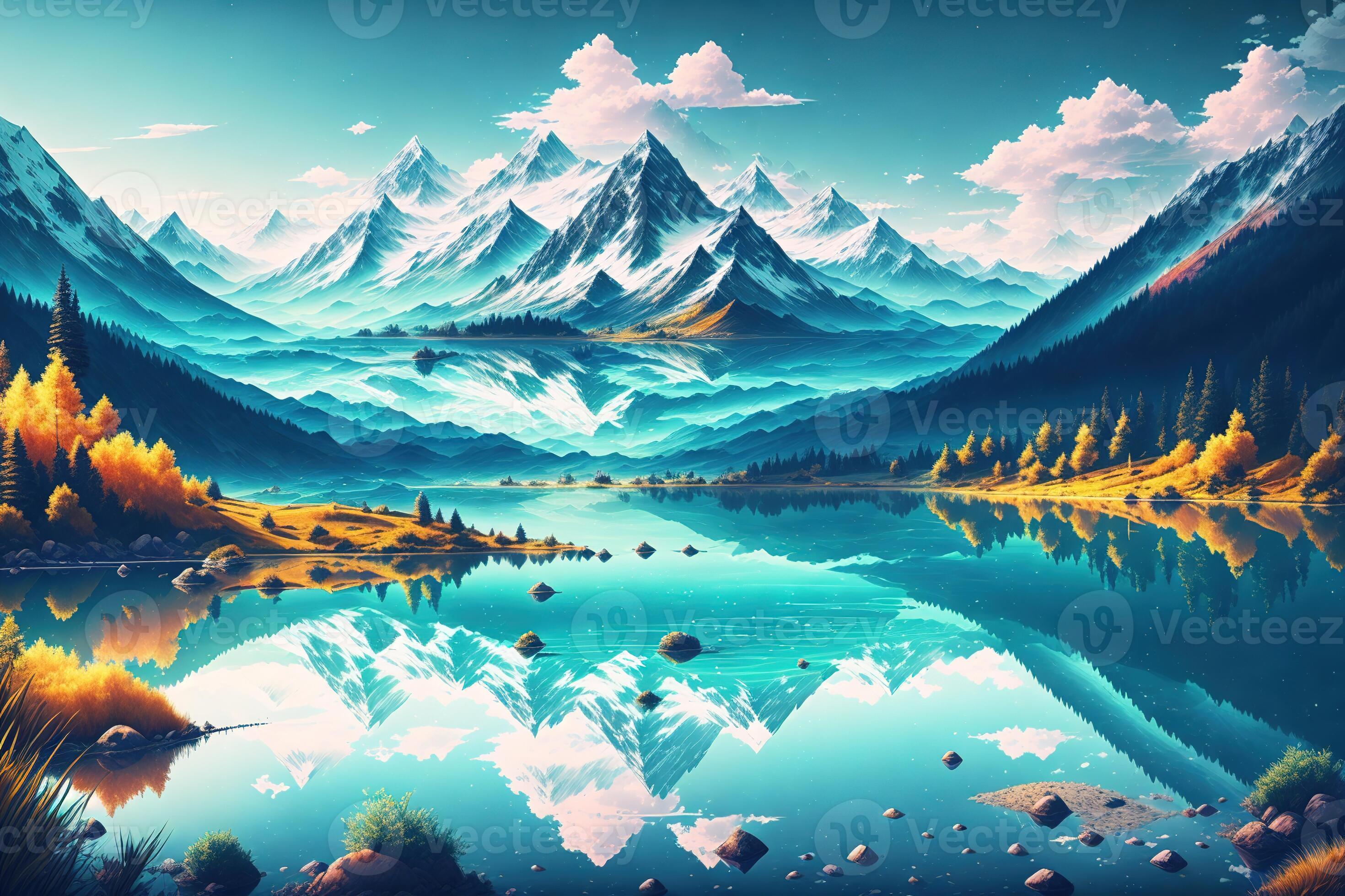 Summer nature landscape background with mountain lake by 22513254 Stock ... Summer nature landscape background with mountain lake by 22513254 Stock ...